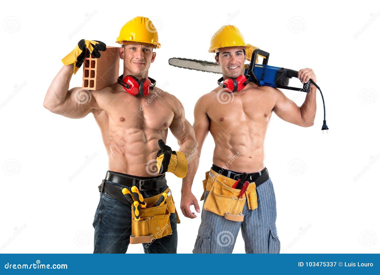 Strong Construction Workers Stock Image - Image of occupation, male ...