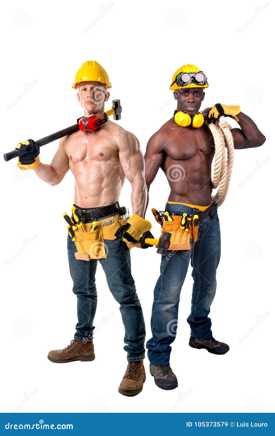 Strong Construction Workers Stock Image - Image of body, equipment ...