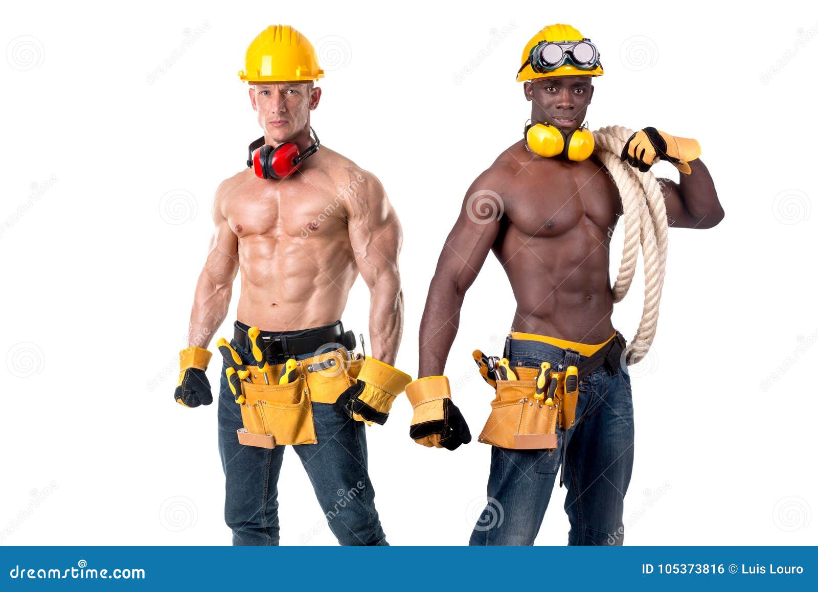 Strong Construction Workers Stock Photo - Image of fashionable, foreman ...
