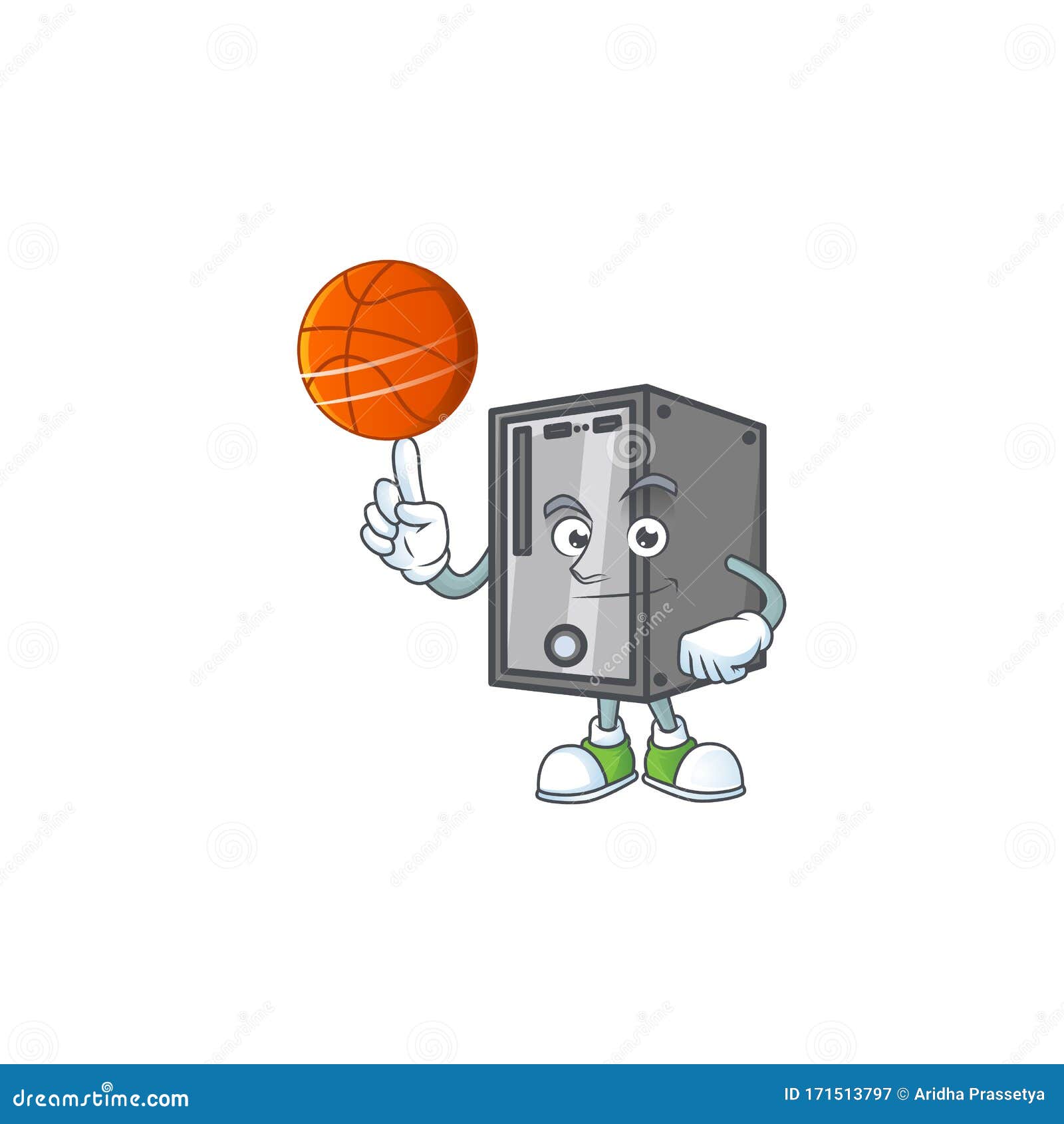A Strong CPU Cartoon Character with a Basketball Stock Vector ...
