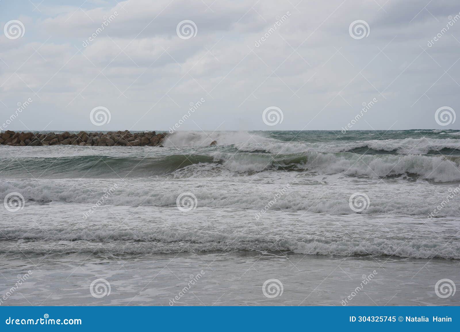 Strong Currents and Waves in the Sea. Waves Successfully Crash into the ...