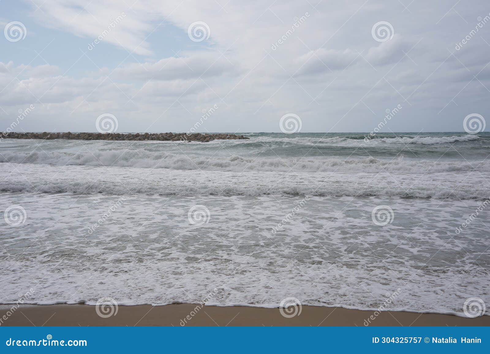 Strong Currents and Waves in the Sea. Waves Successfully Crash into the ...