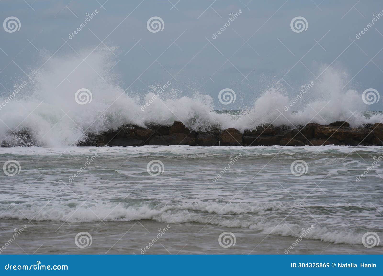 Strong Currents and Waves in the Sea. Waves Successfully Crash into the ...