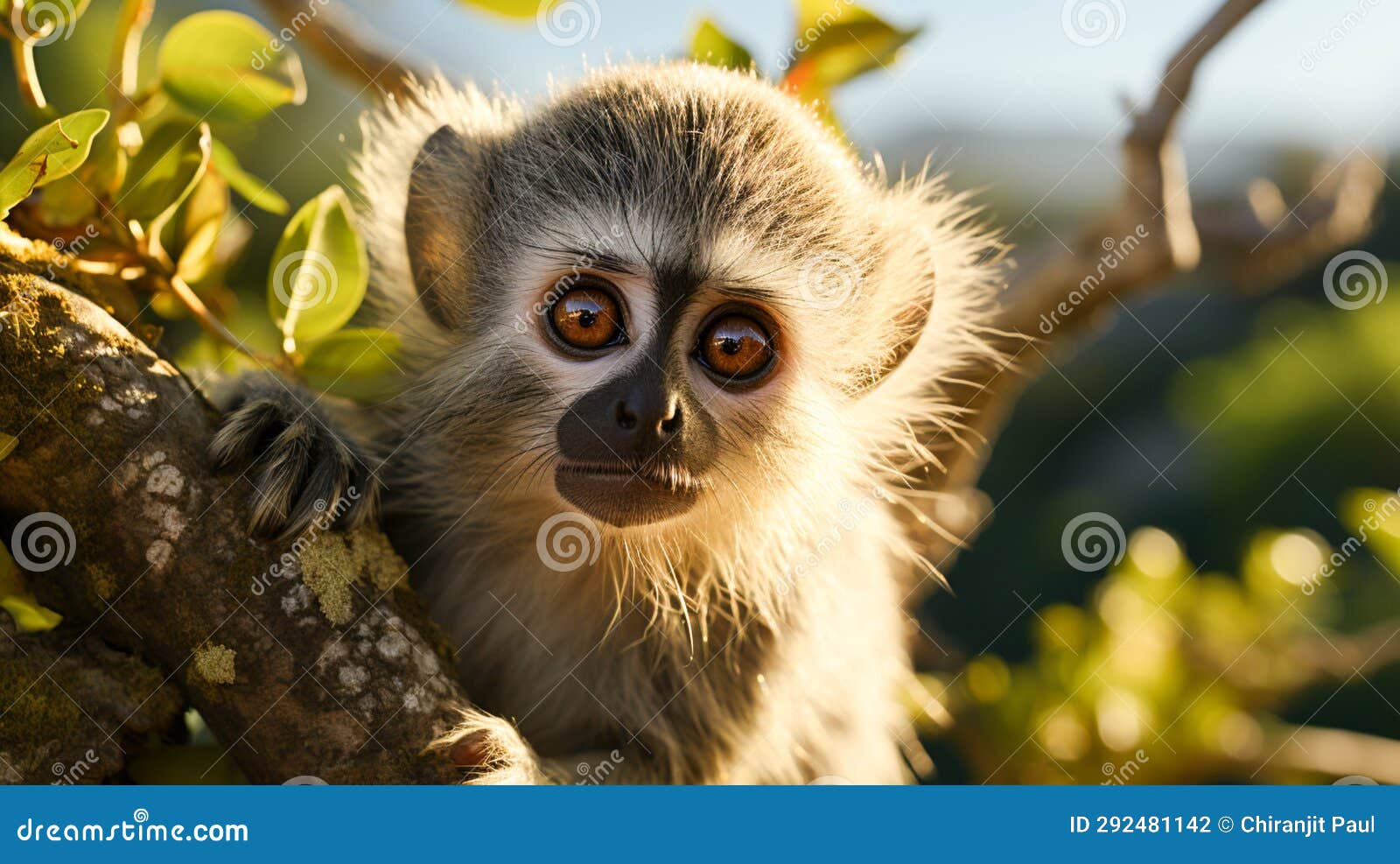 A Strong Cute Primate in the Wild Looking at Camera Stock Photo - Image ...