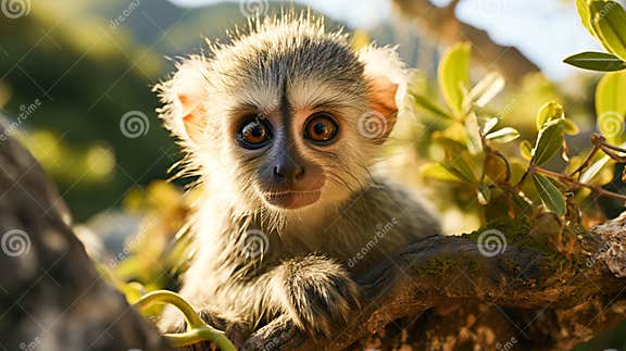 A Strong Cute Primate in the Wild Looking at Camera Stock Image - Image ...