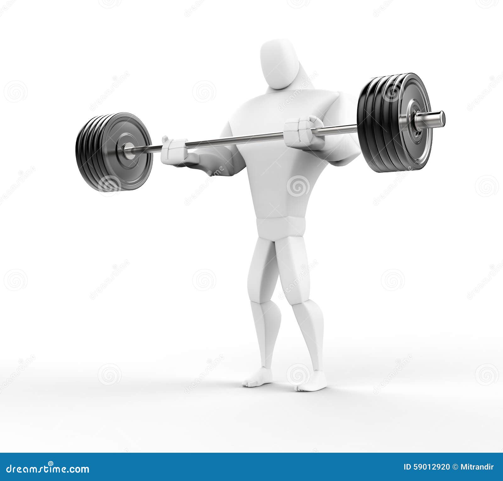 Strong 3D Character Weightlifting - Lower View Stock Illustration ...