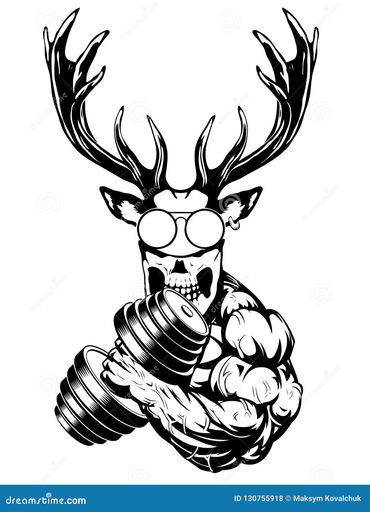A Muscle Deer, Isolated Vector Illustration. A Bouncer Guy. A Humanized ...
