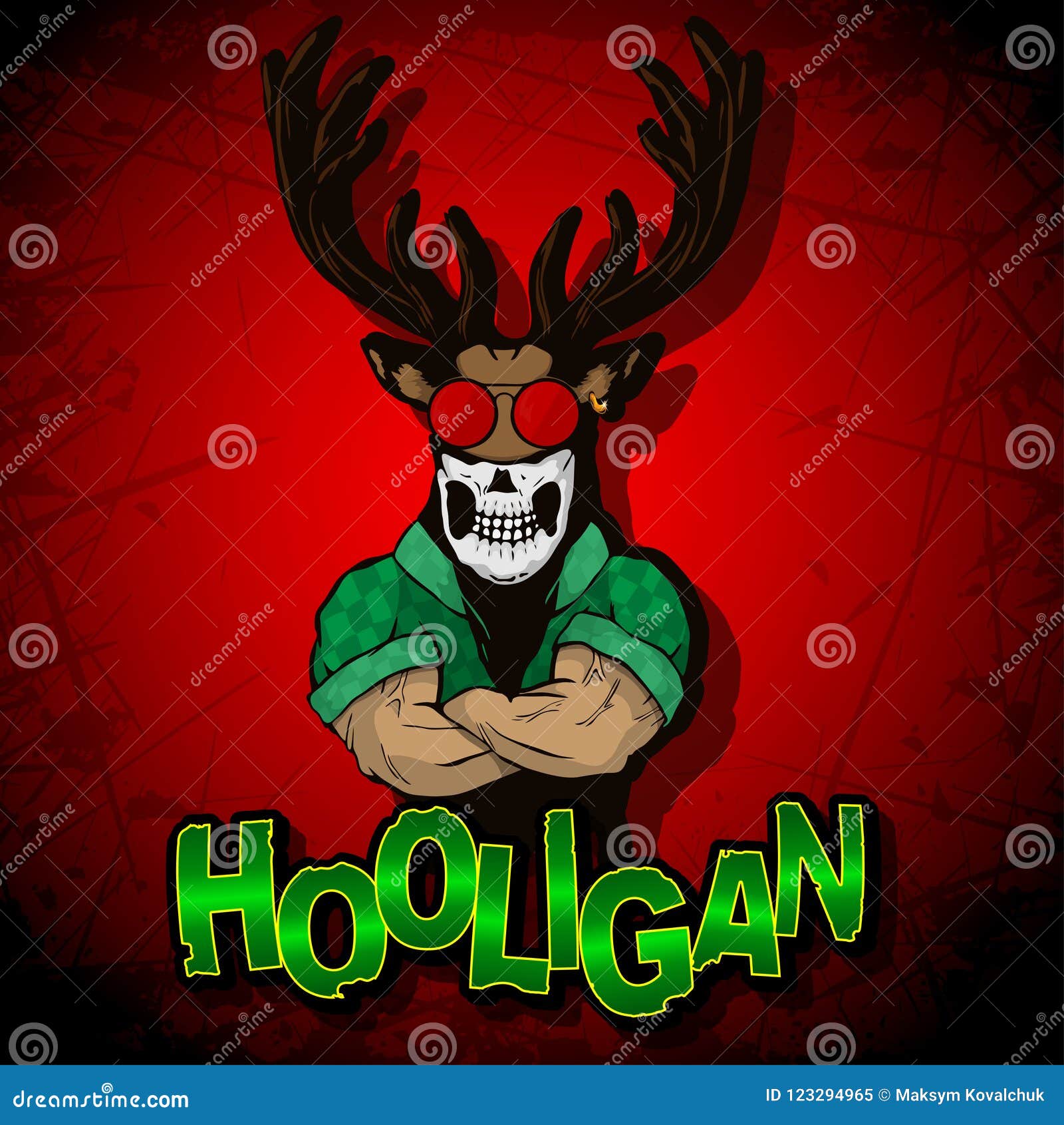 Strong Deer-man On A Red Background. Cartoon Vector | CartoonDealer.com ...