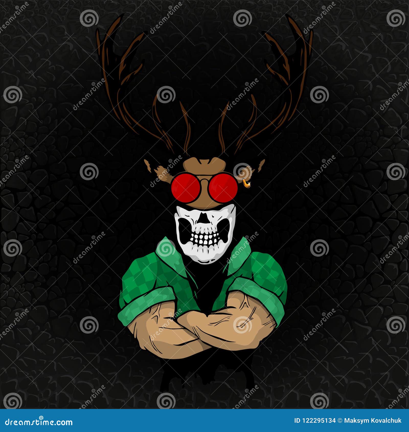 Strong Deer-man On A Red Background. Cartoon Vector | CartoonDealer.com ...