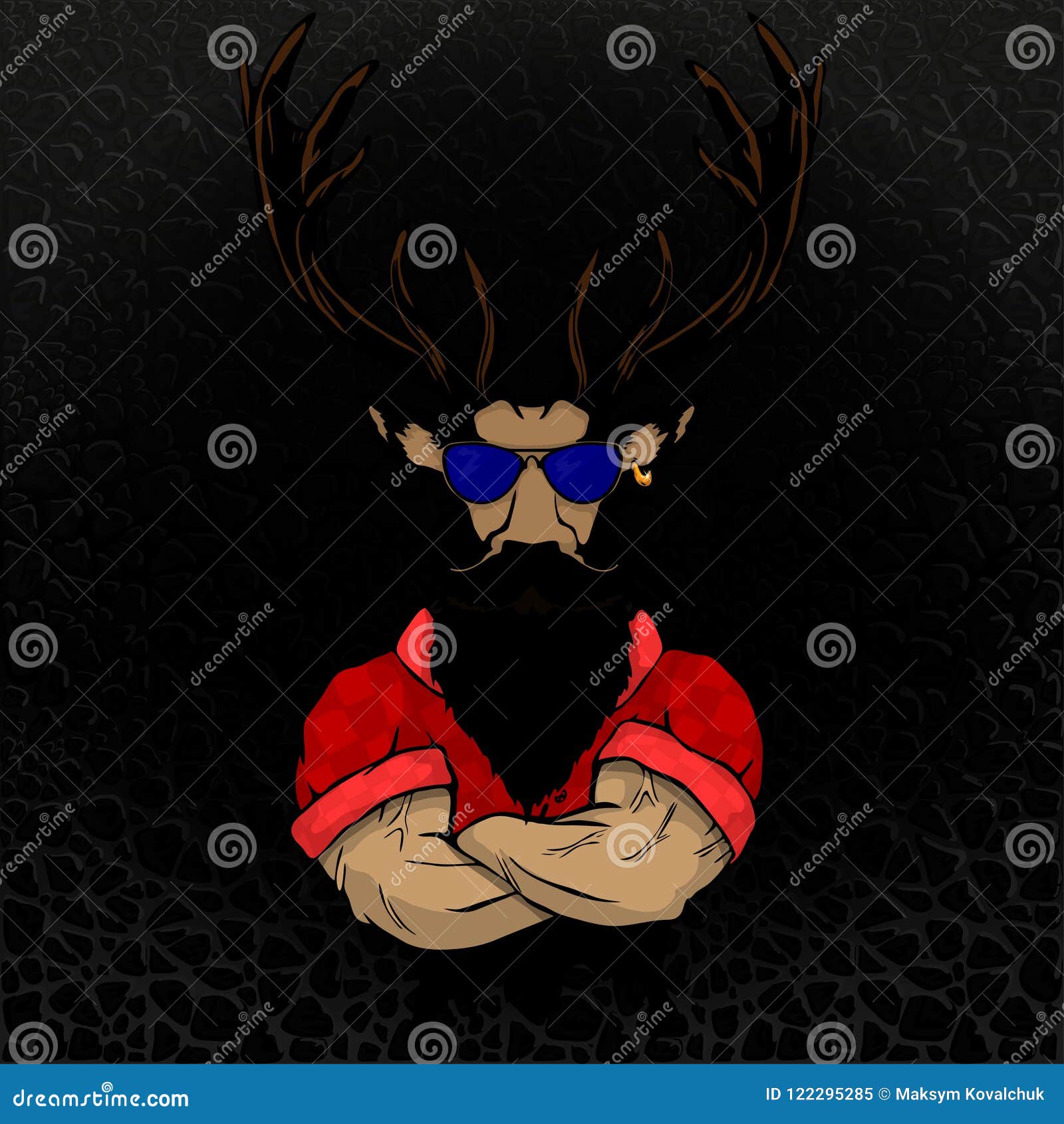 Strong Deer-man On A Red Background. Cartoon Vector | CartoonDealer.com ...