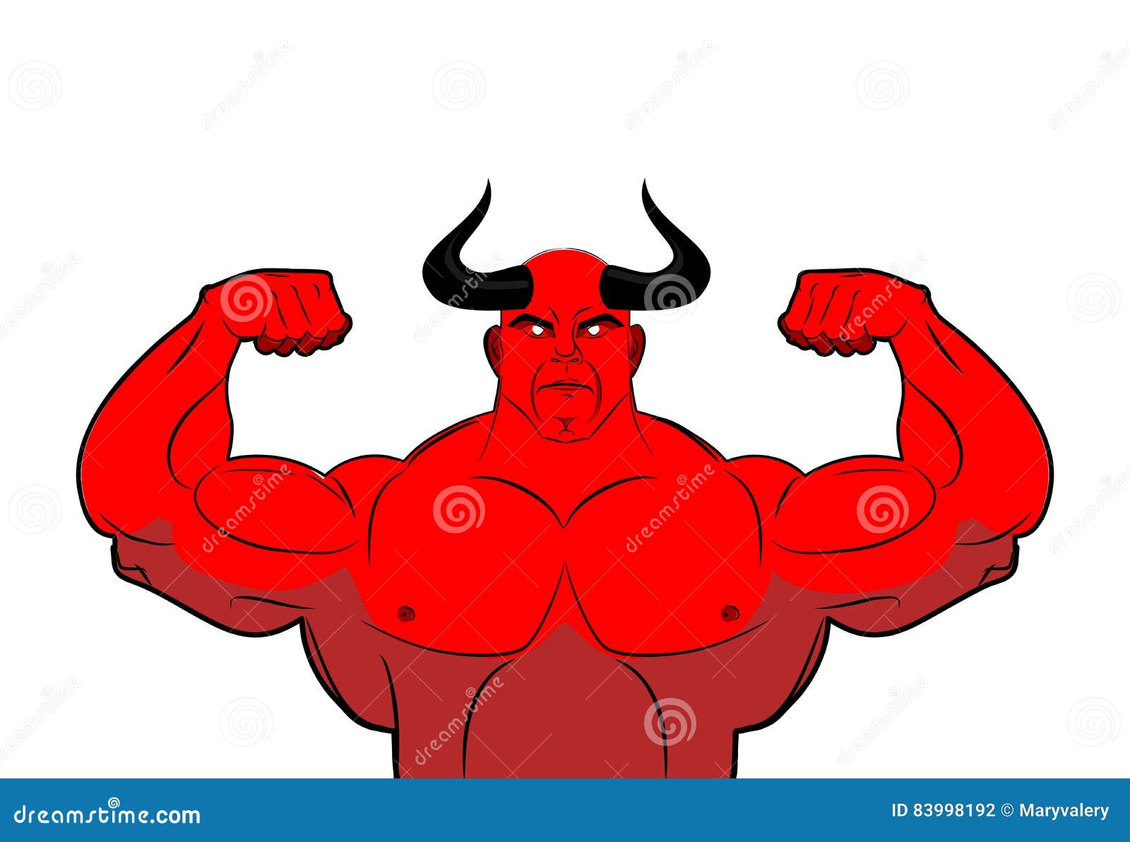 Strong Demon With Horns. Powerful Red Devil. Satan Bodybuilder Vector ...