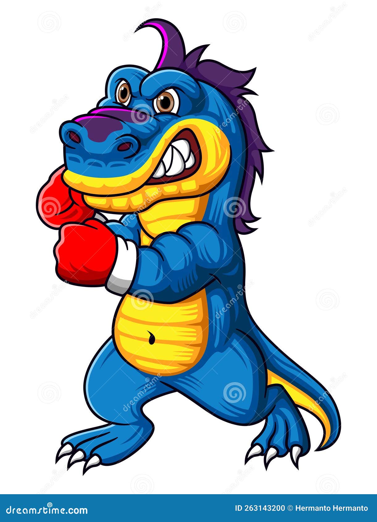 Strong Dinosaur Using Red Boxing Gloves Stock Vector - Illustration of ...