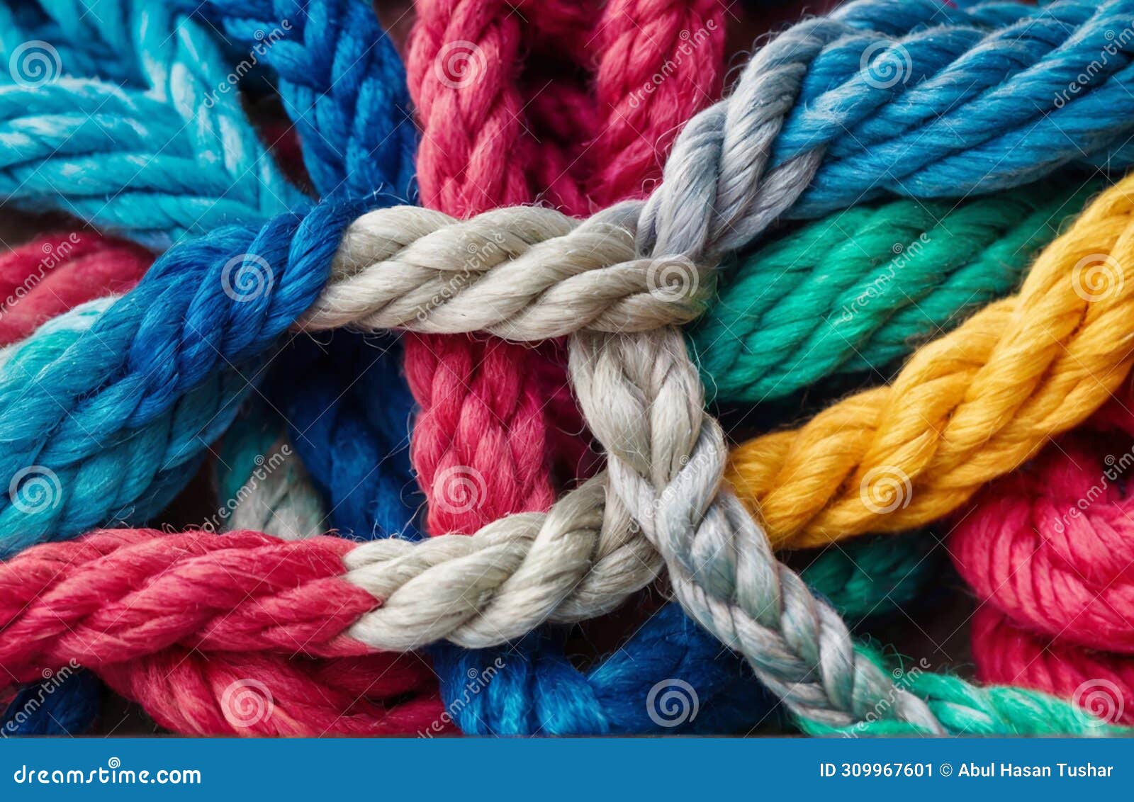 Strong Diverse Network Rope Team Concept Integrate Braid Color ...