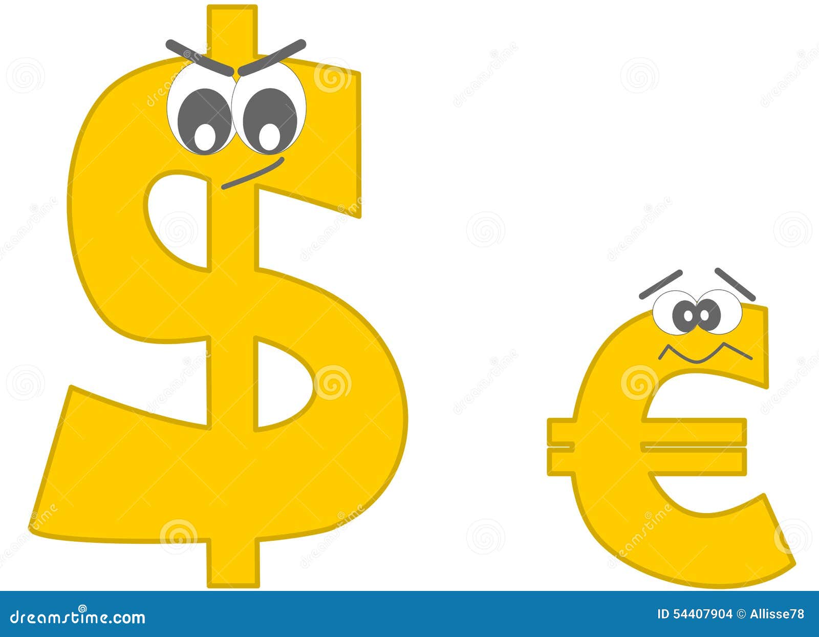 Strong Dollar and the Afraid Euro Funny Cartoon Stock Vector ...