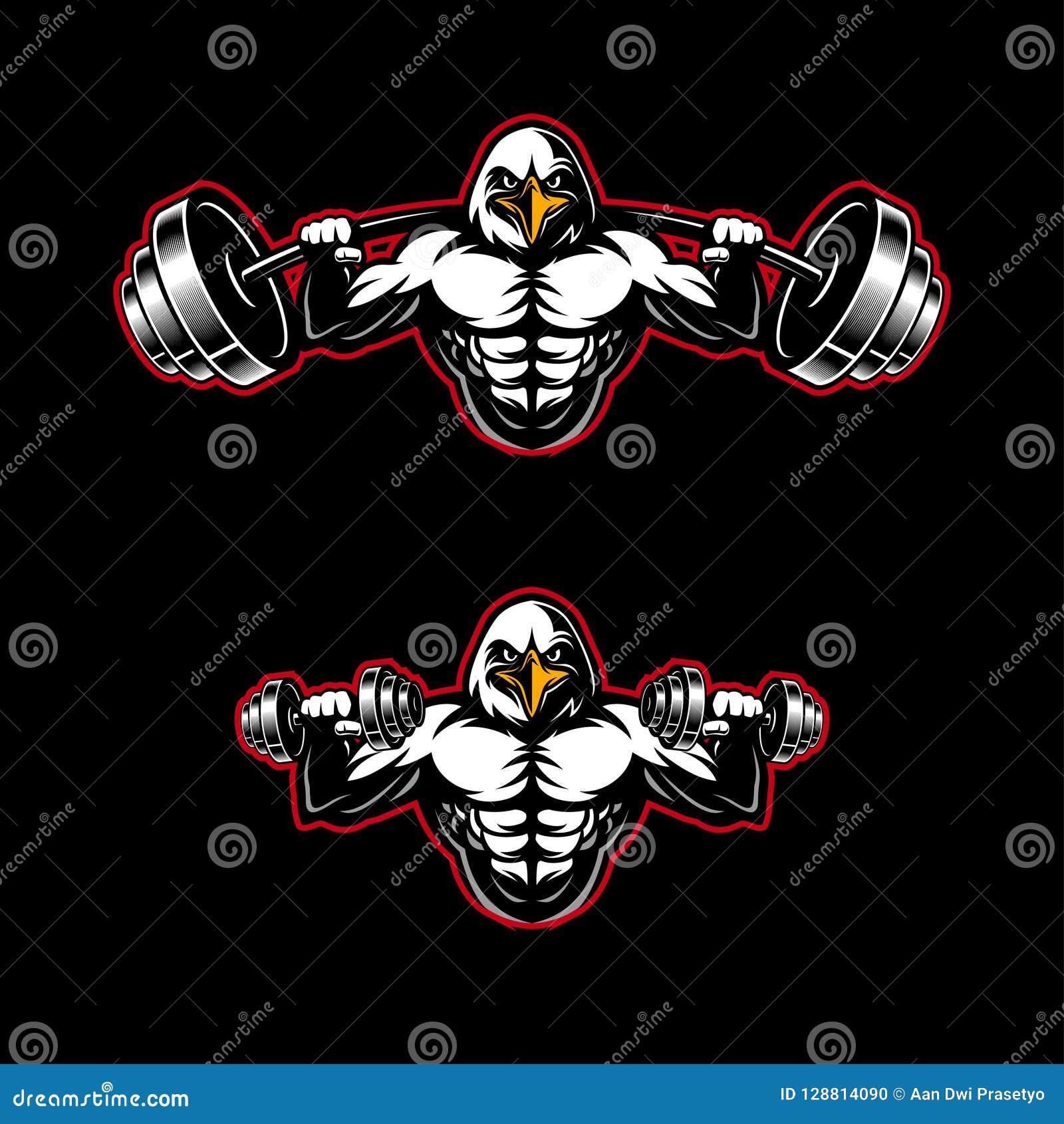 Strong Eagle Athlete. Fitness Bird. Wild Animal Bodybuilder With Vector ...