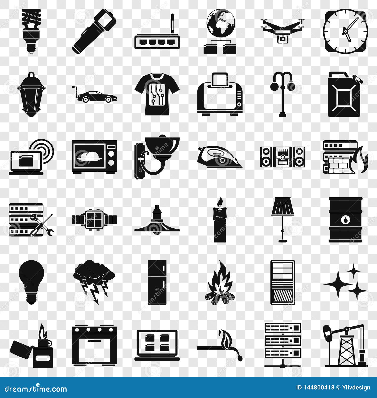 Strong Electricity Icons Set, Simple Style Stock Vector - Illustration ...