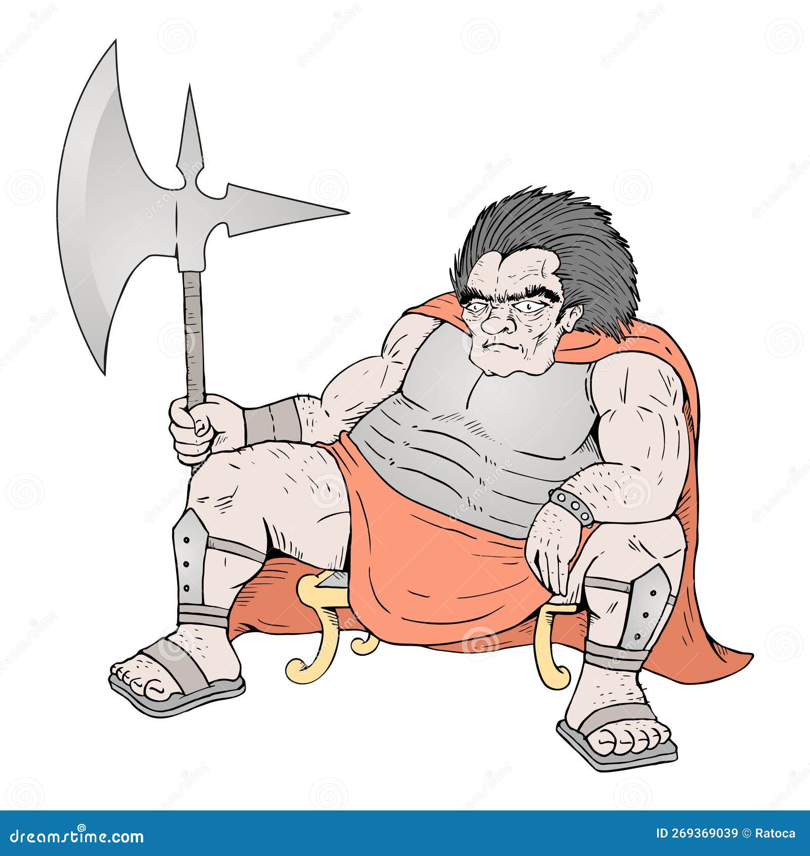 Strong emperor draw stock vector. Illustration of warrior - 269369039