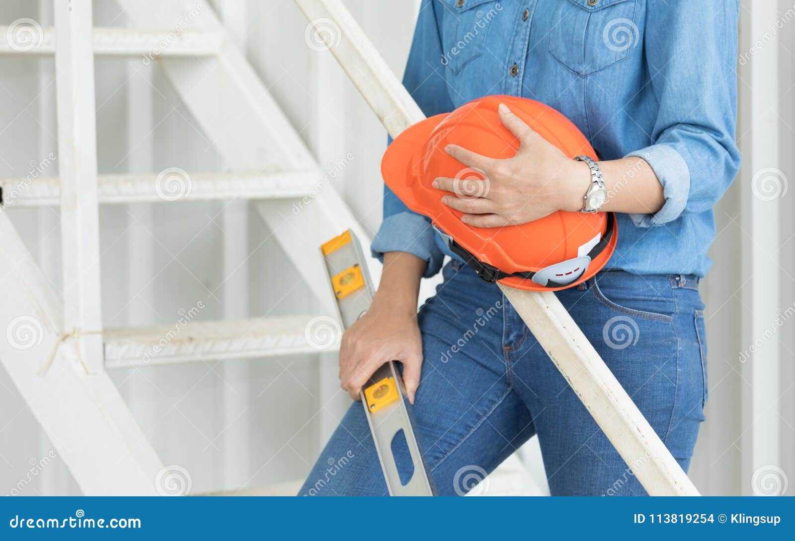 Strong Engineer Woman Ready To Construction Work at Work Site Bu Stock ...