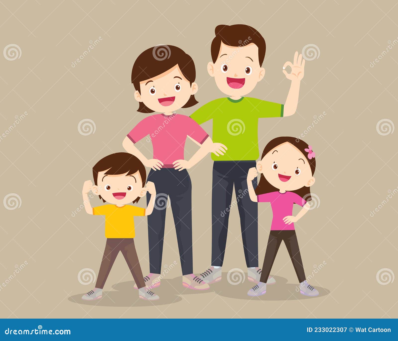 Strong Family Exercise Together Healthy Family Concept Stock Vector ...