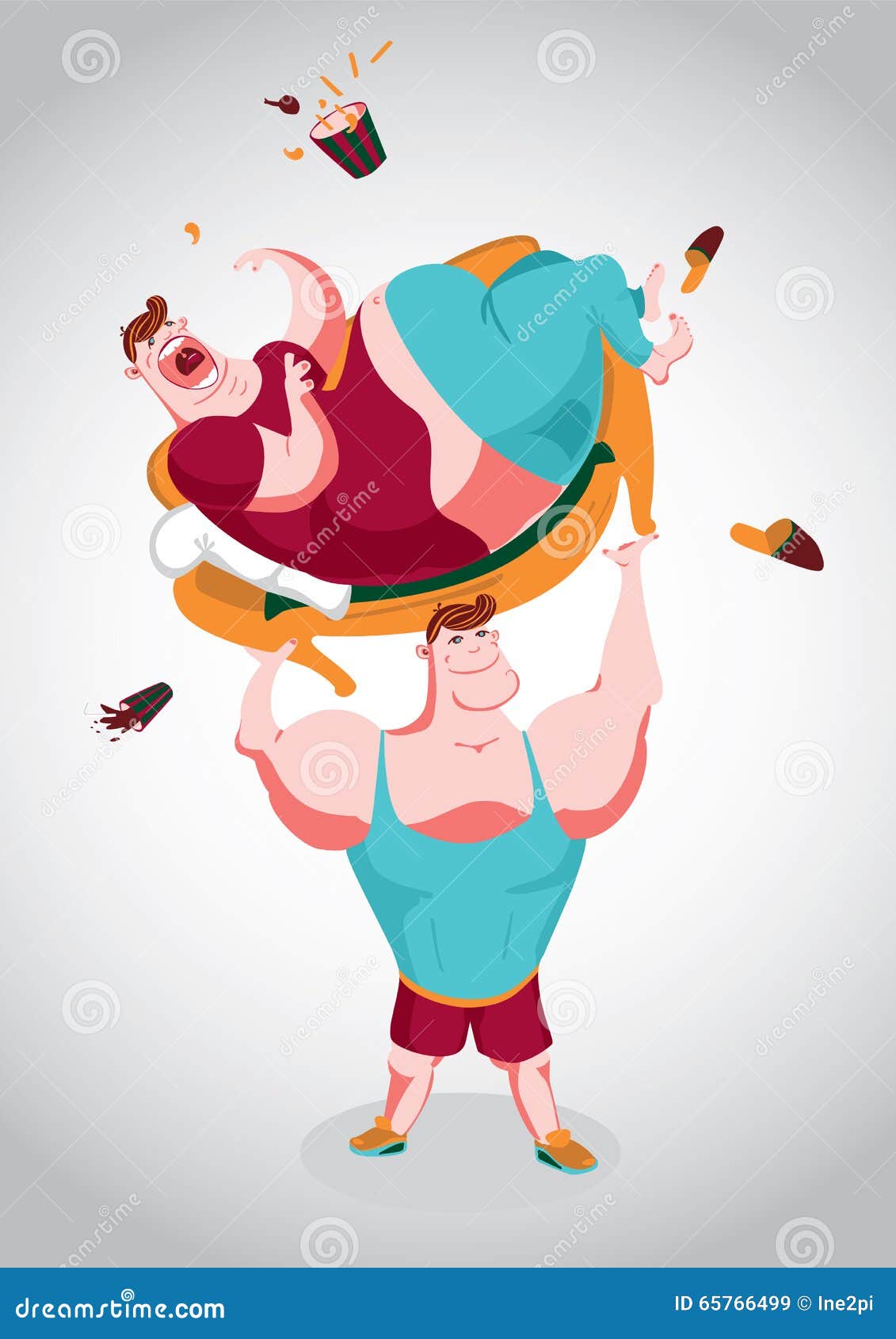 Strong and fat men stock vector. Illustration of build - 65766499