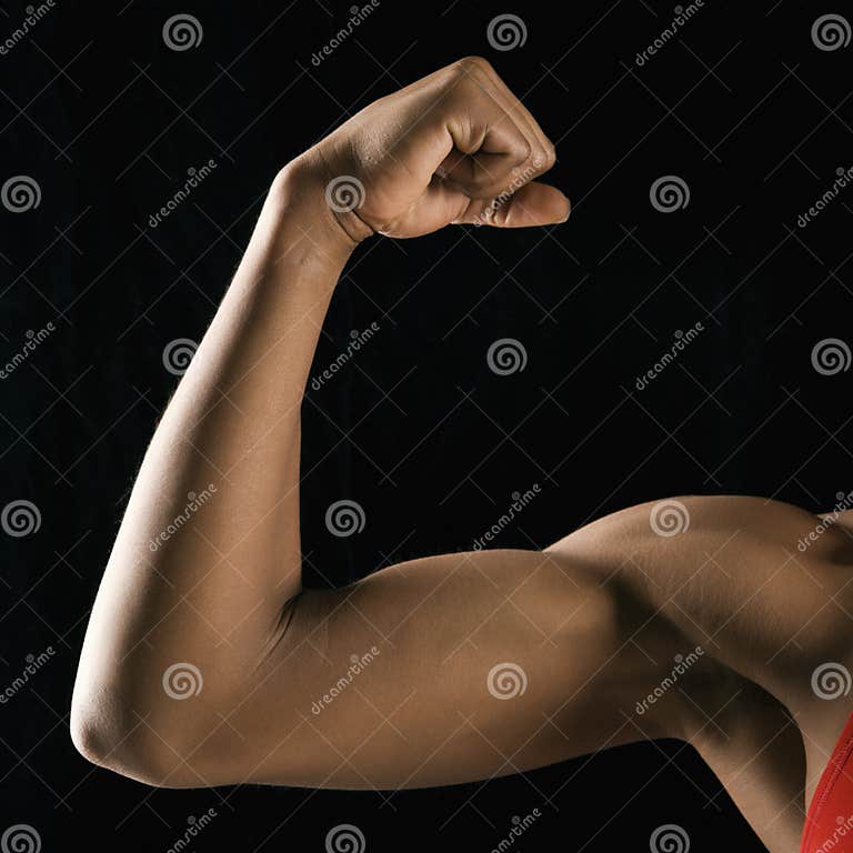 Strong Female Bicep Flexing. Stock Image - Image of strength ...