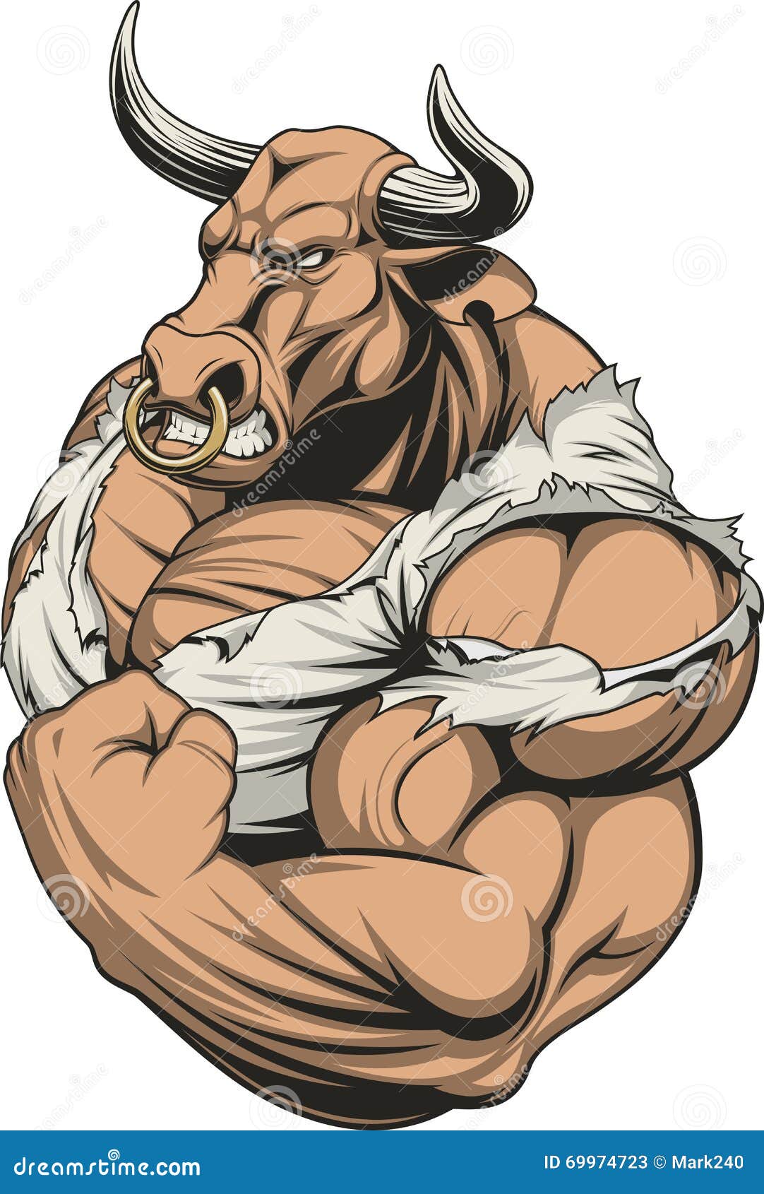 Strong ferocious bull stock vector. Illustration of cartoons - 69974723