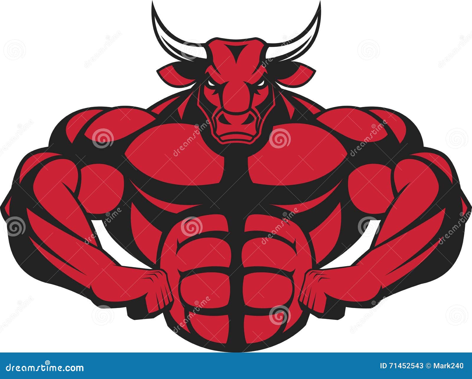 Strong ferocious bull stock vector. Illustration of horned - 71452543