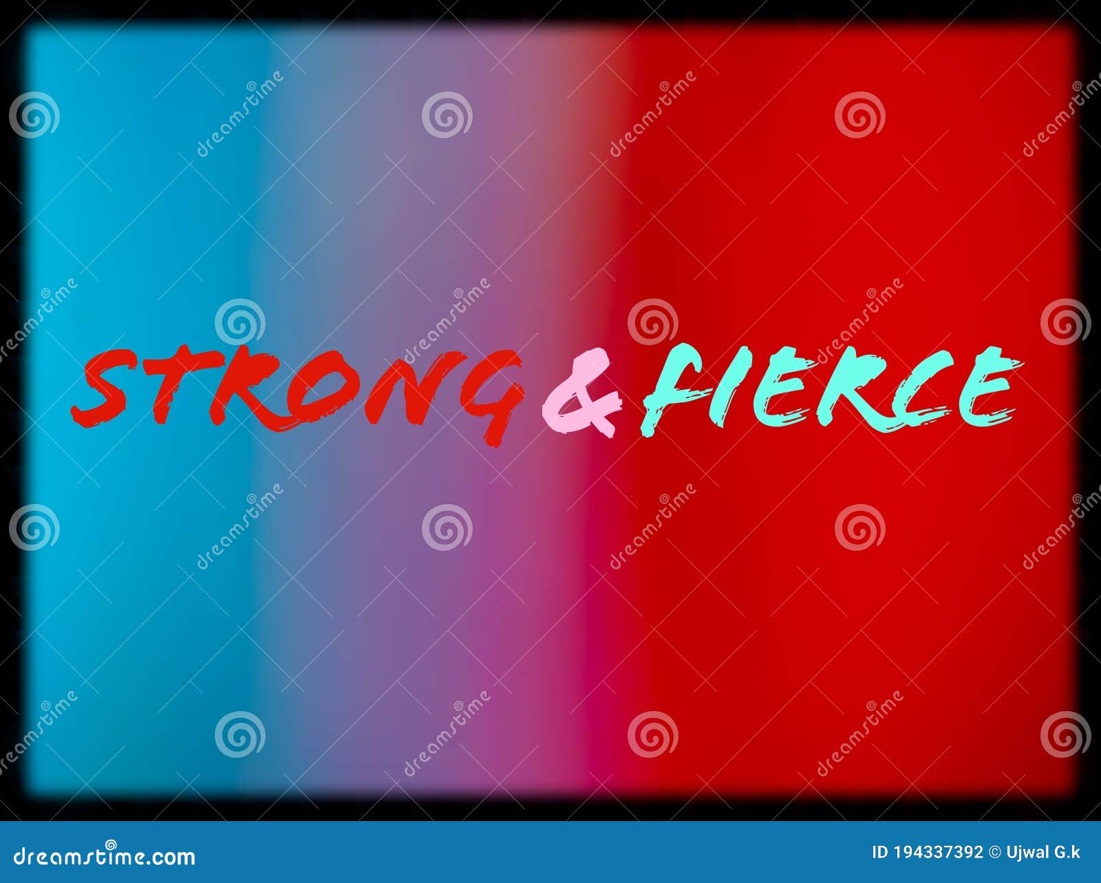 Strong and Fierce on Red and Blue Colour Shades Stock Illustration ...