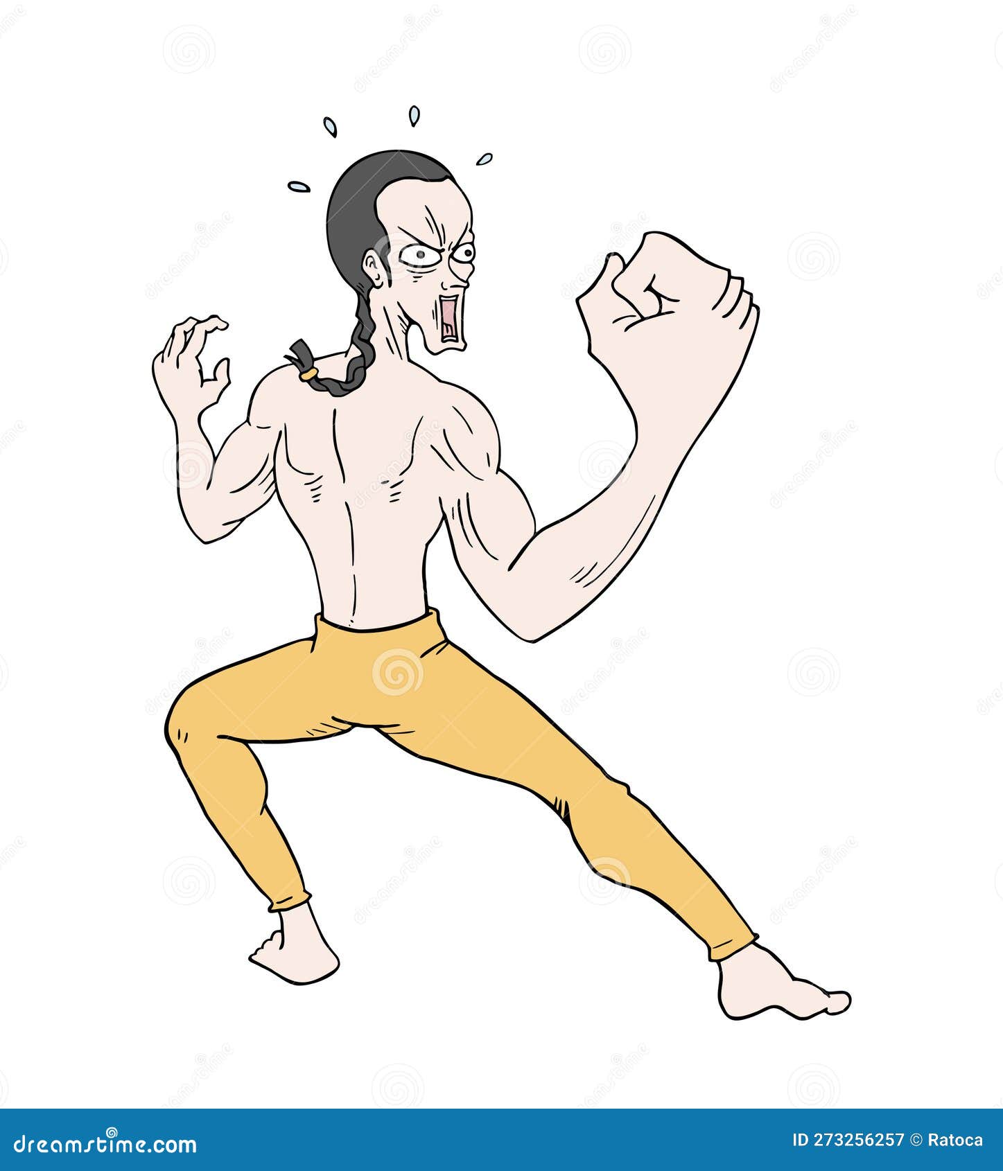 Strong fighter hand draw stock vector. Illustration of fighter - 273256257