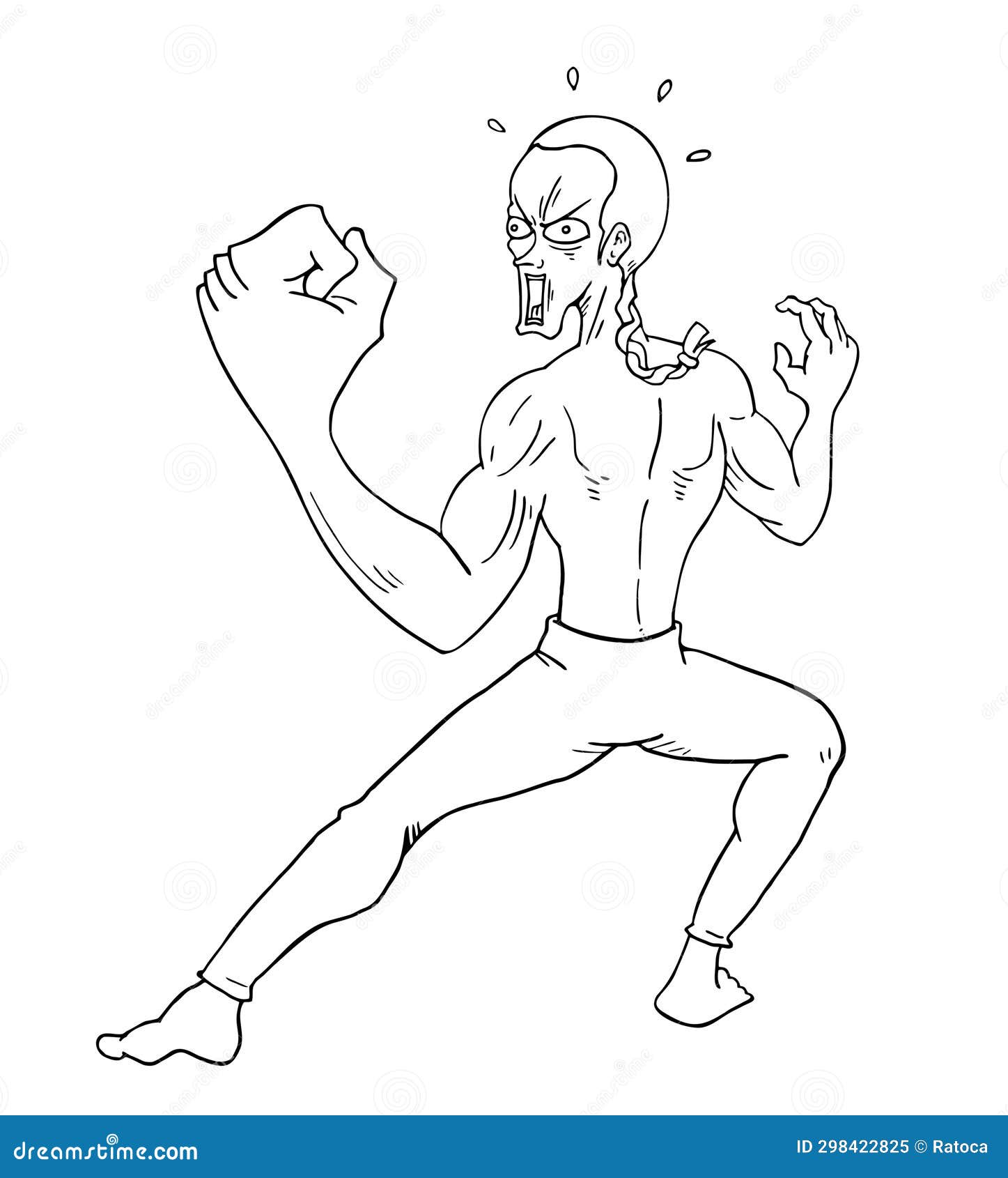 Strong fighter hand draw stock vector. Illustration of spunky - 298422825