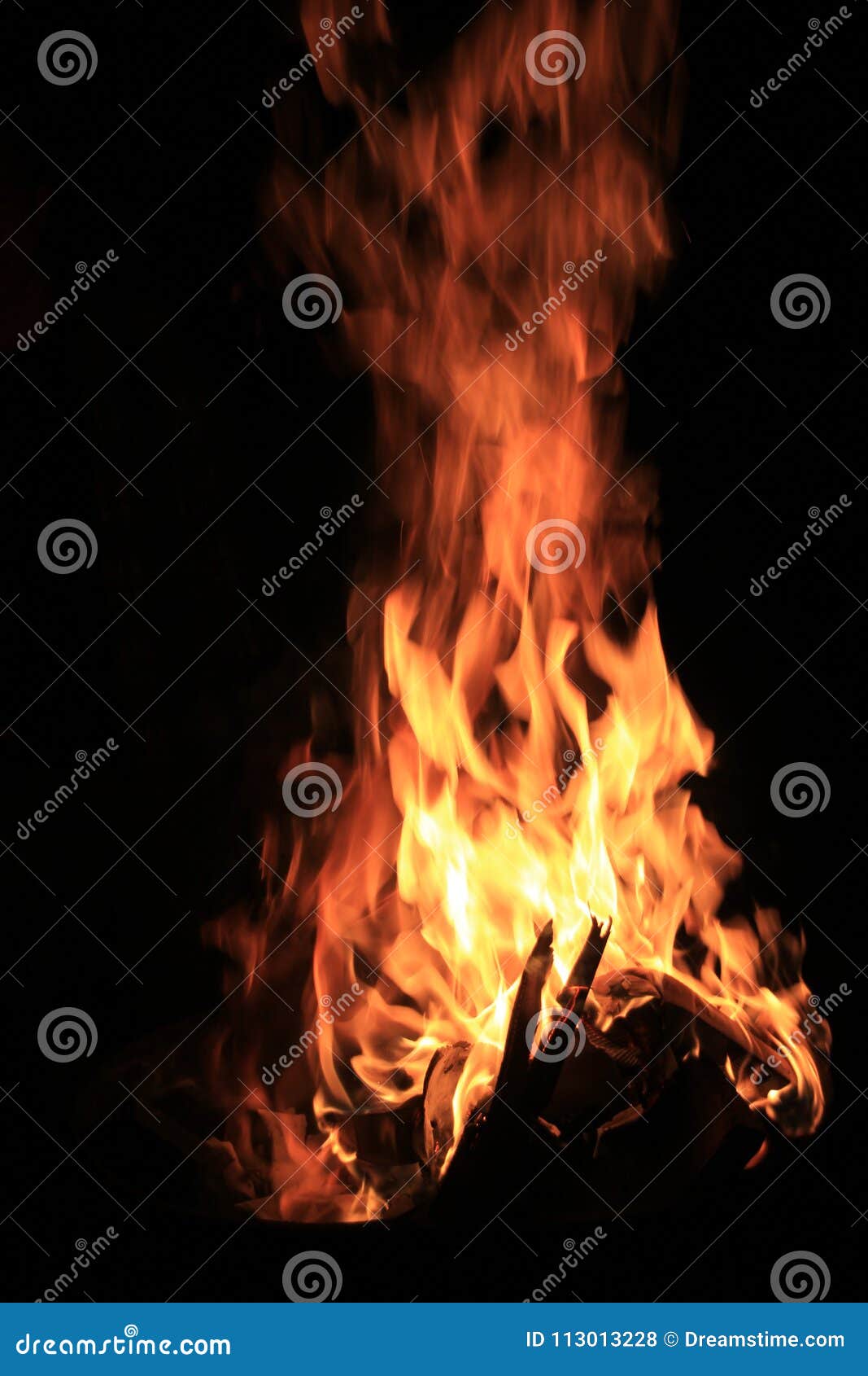 Strong Fire in the Dark Night Stock Photo - Image of feuer, wood: 113013228