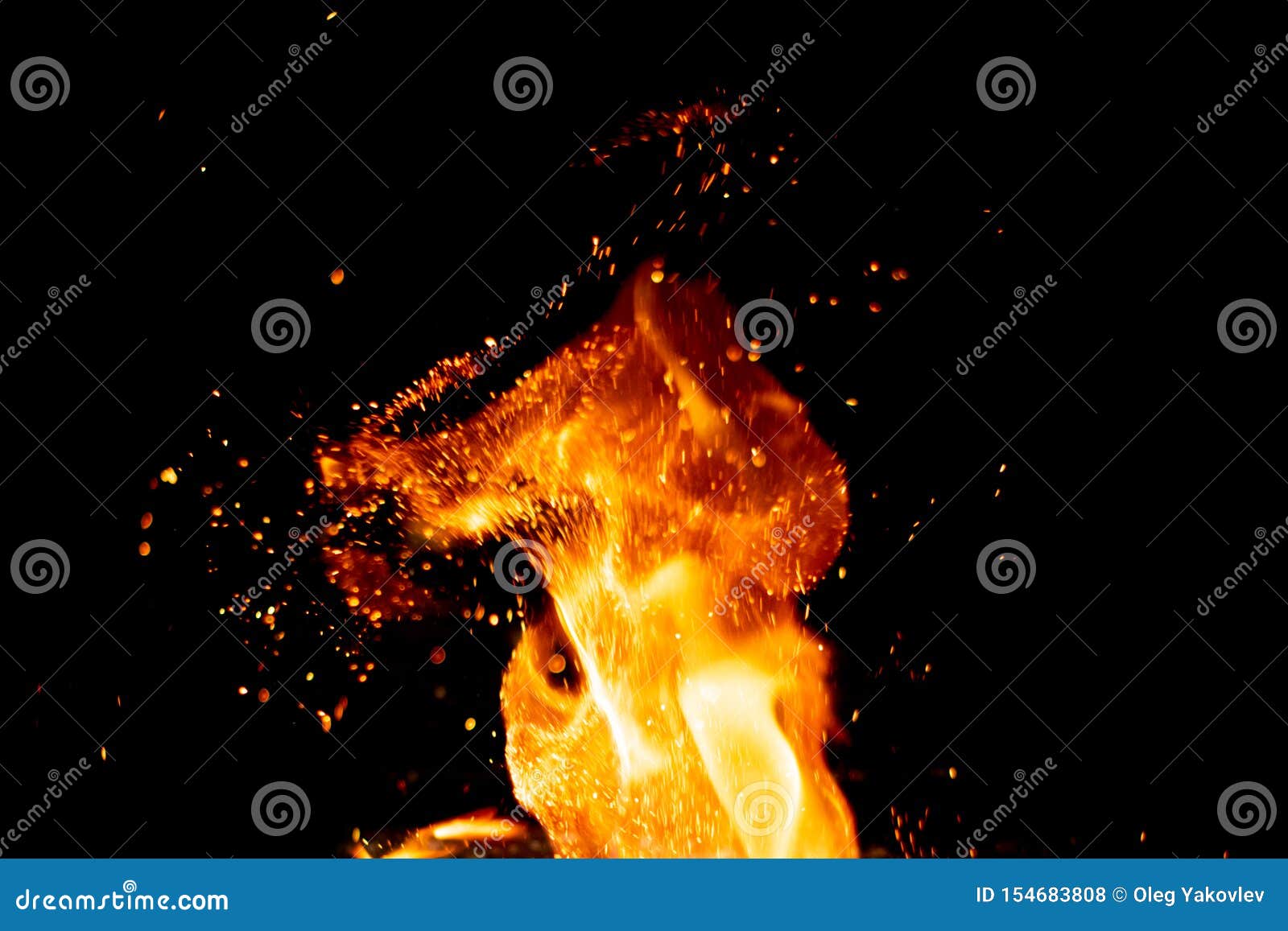 Strong Fire Flames On Black Royalty-Free Stock Image | CartoonDealer ...