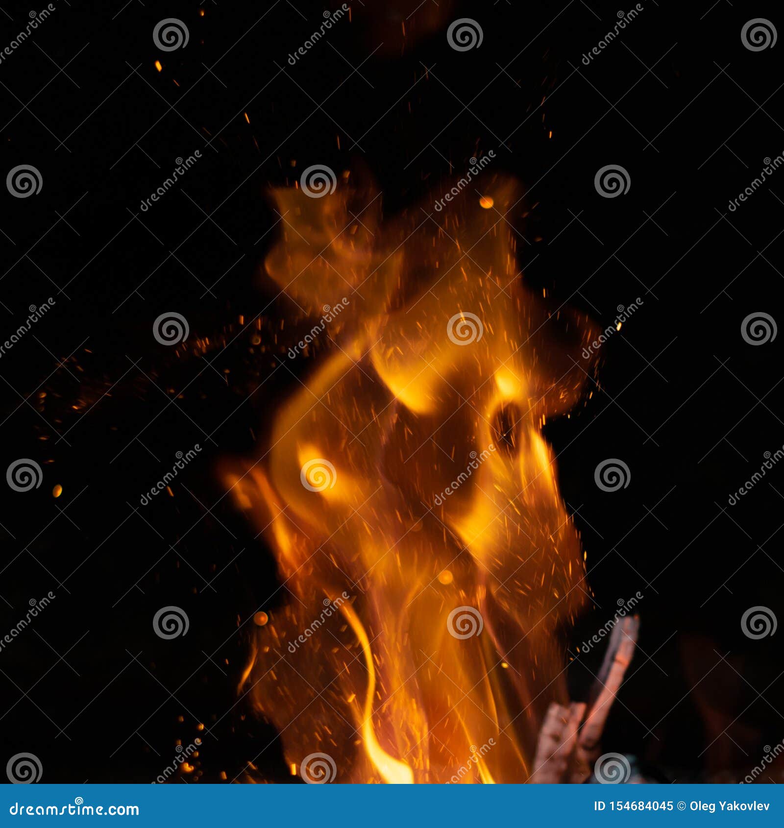 Strong Fire Flames on Black Stock Image - Image of energy, fuel: 154684045