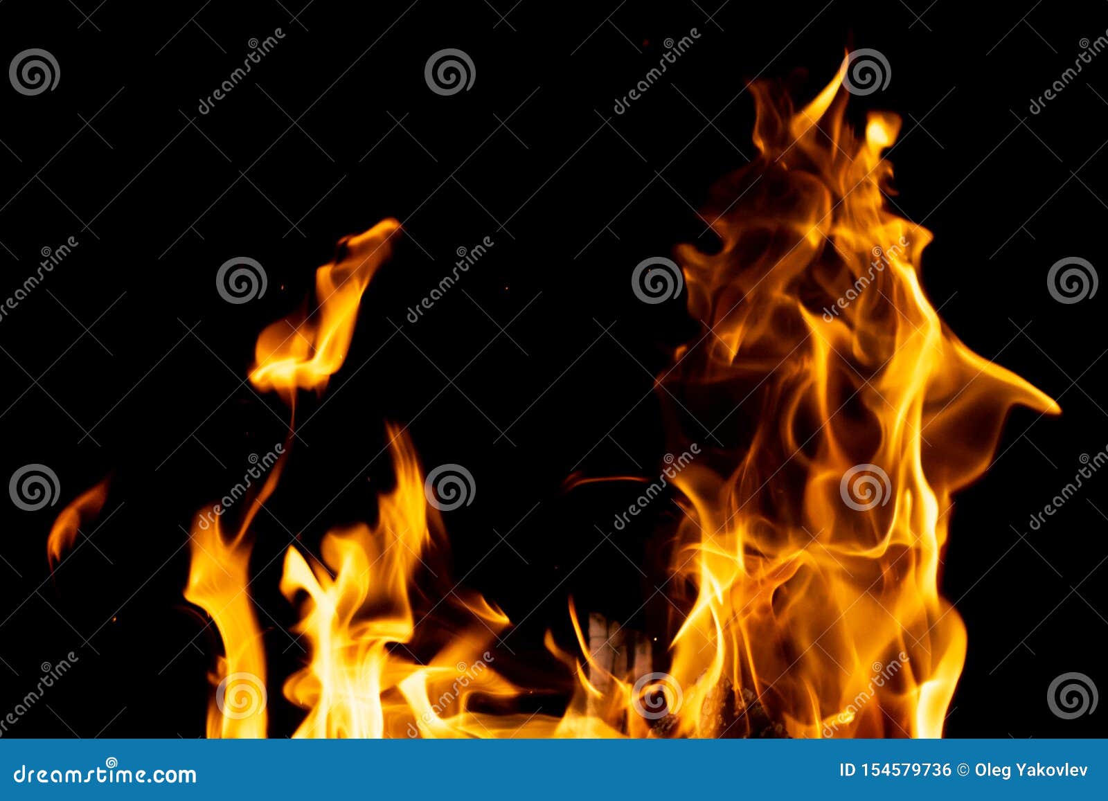 Strong Fire Flames on Black Stock Photo - Image of blazing, danger ...