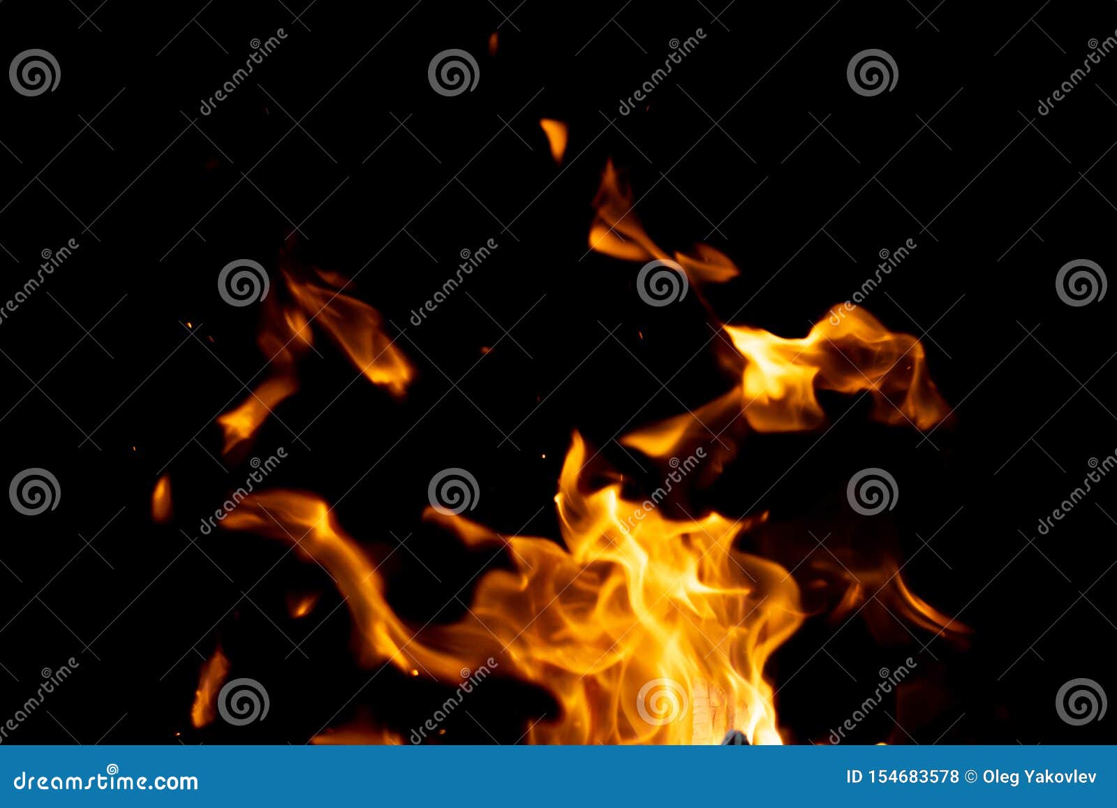 Strong Fire Flames on Black Stock Photo - Image of heat, close: 154683578