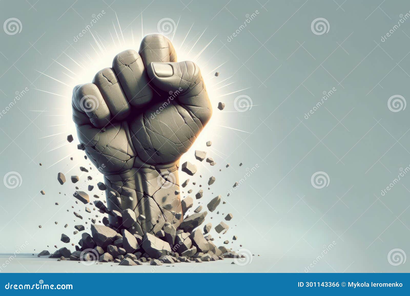 A Strong Fist Piercing a Stone. Place for Text. Stock Illustration ...
