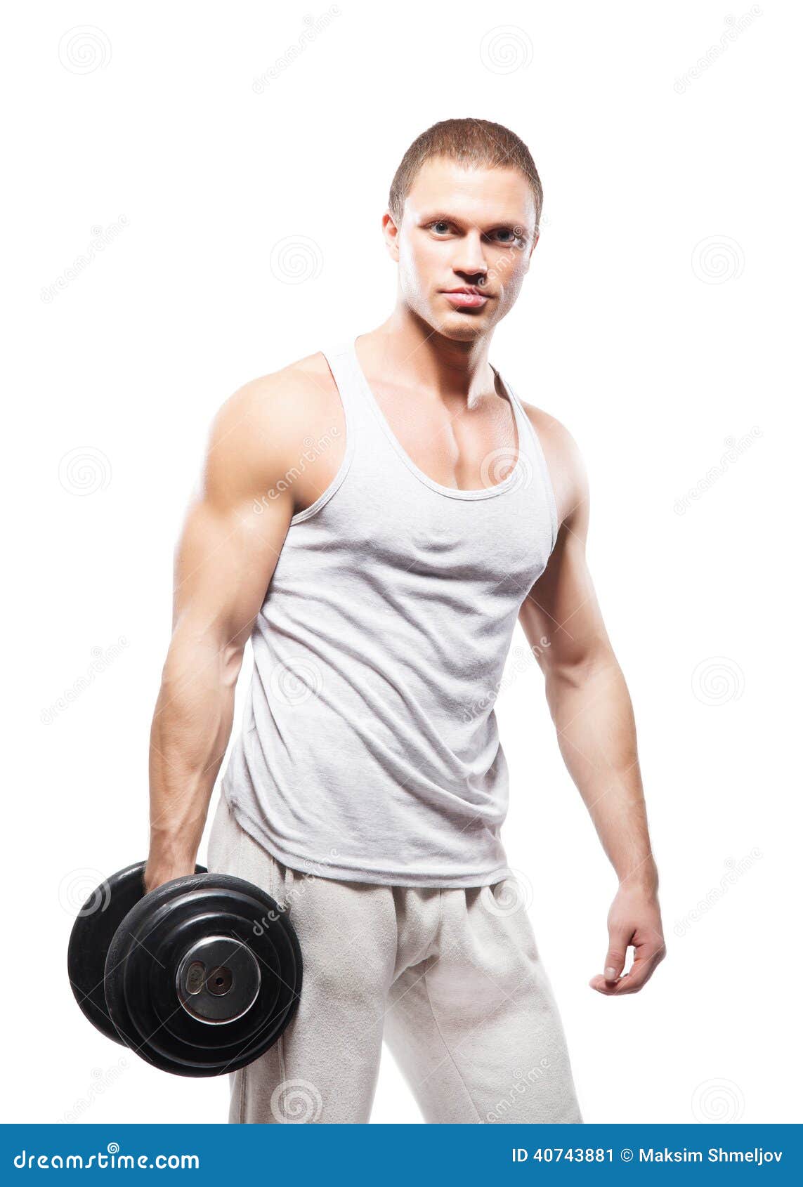 Strong, Fit and Sporty Bodybuilder Man Stock Image - Image of dumbbell ...