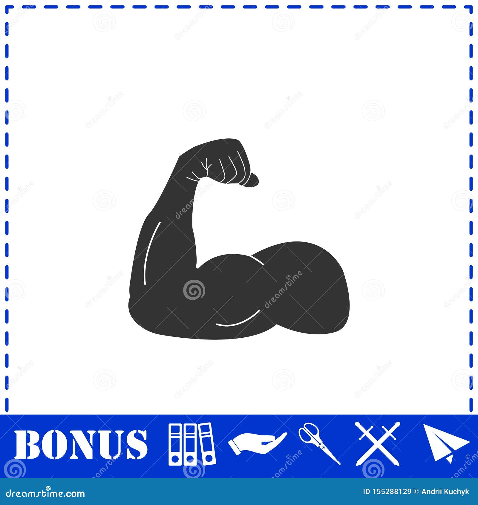 Strong flex arm icon flat stock vector. Illustration of flex - 155288129