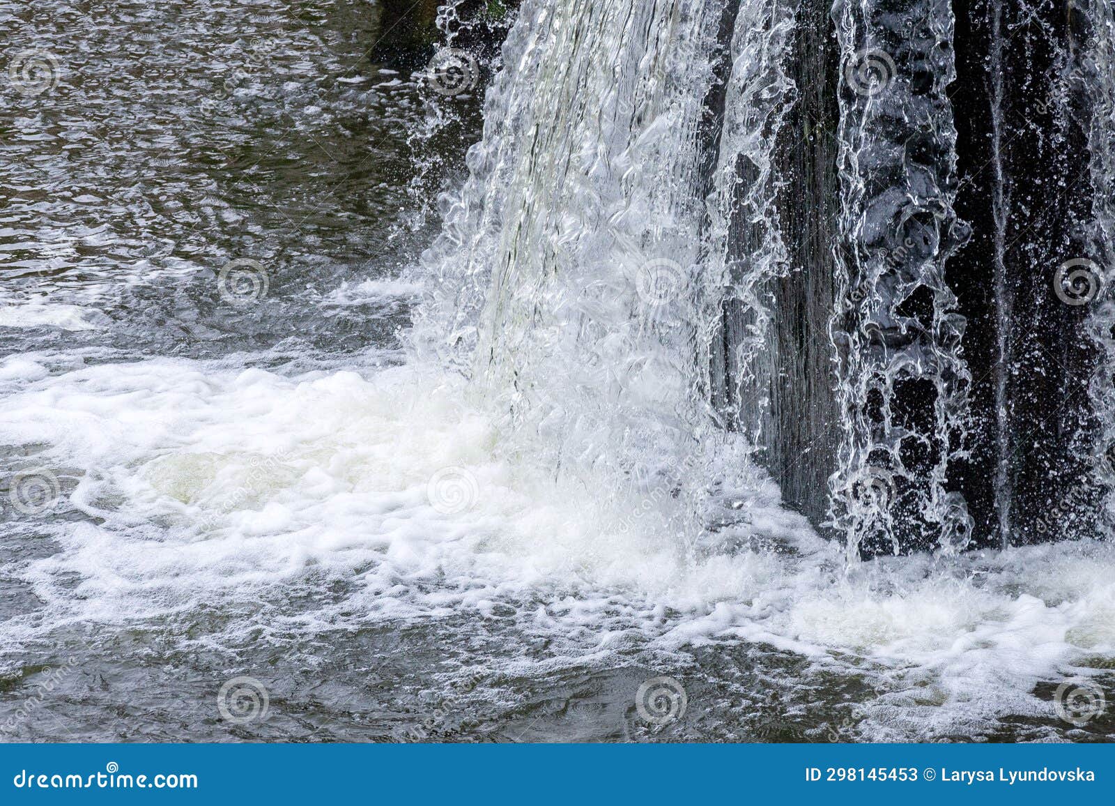 Strong Flow of Water. Cold Transparent Water of a Decorative Artificial ...