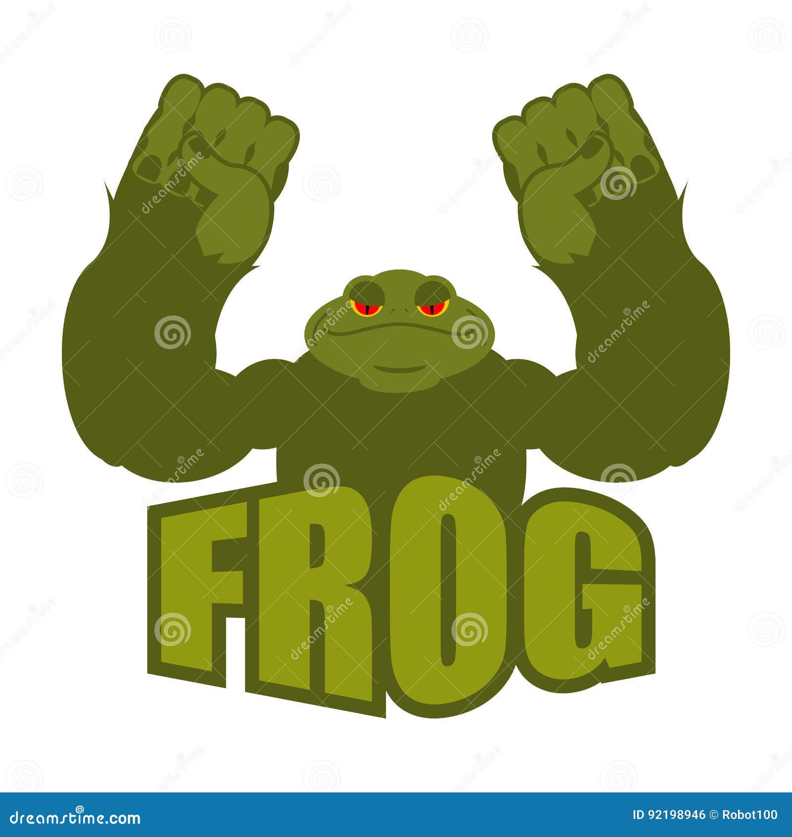 Strong Frog. Powerful Toad With Large Muscles. Amphibian Animal Vector ...