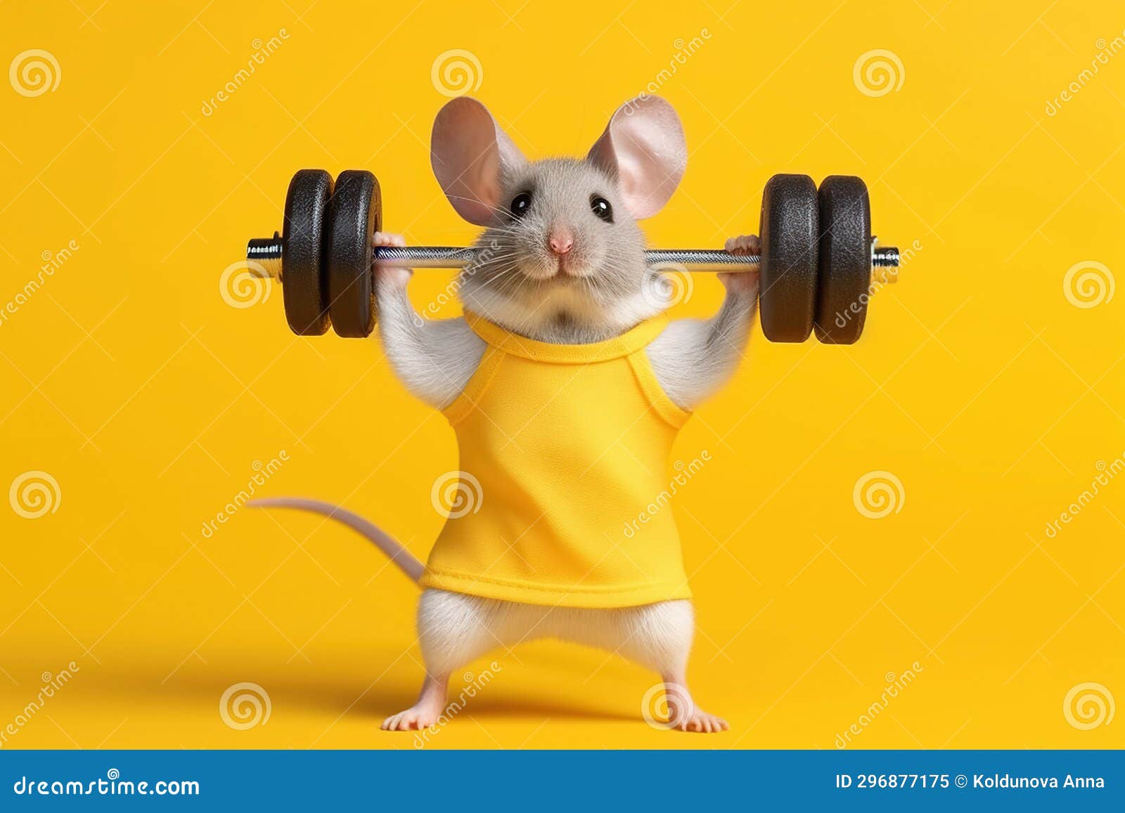 Strong Funny Mouse in Sportswear Doing Exercises with Dumbbells Stock ...