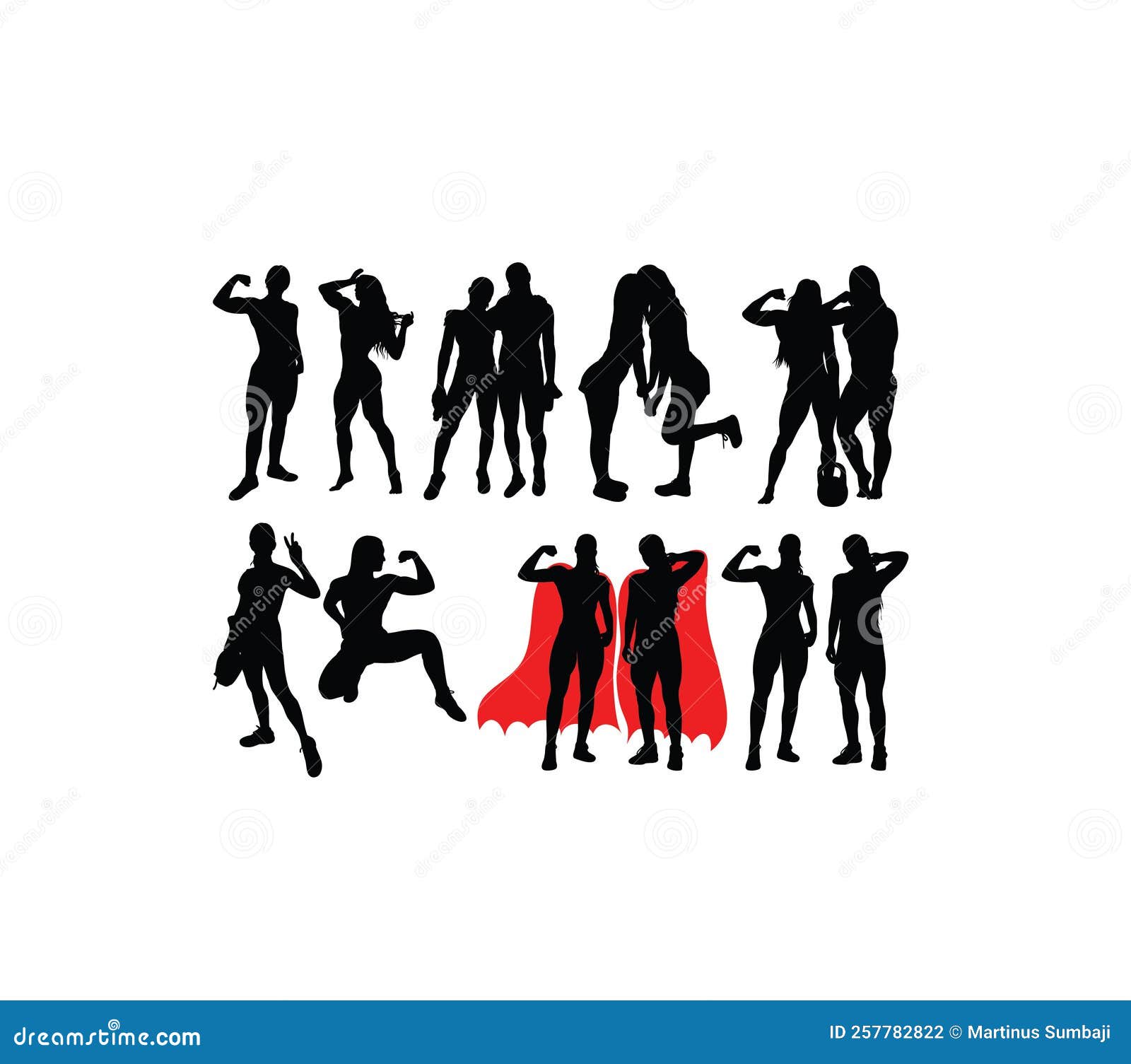 Strong Girls Silhouette stock vector. Illustration of isolated - 257782822