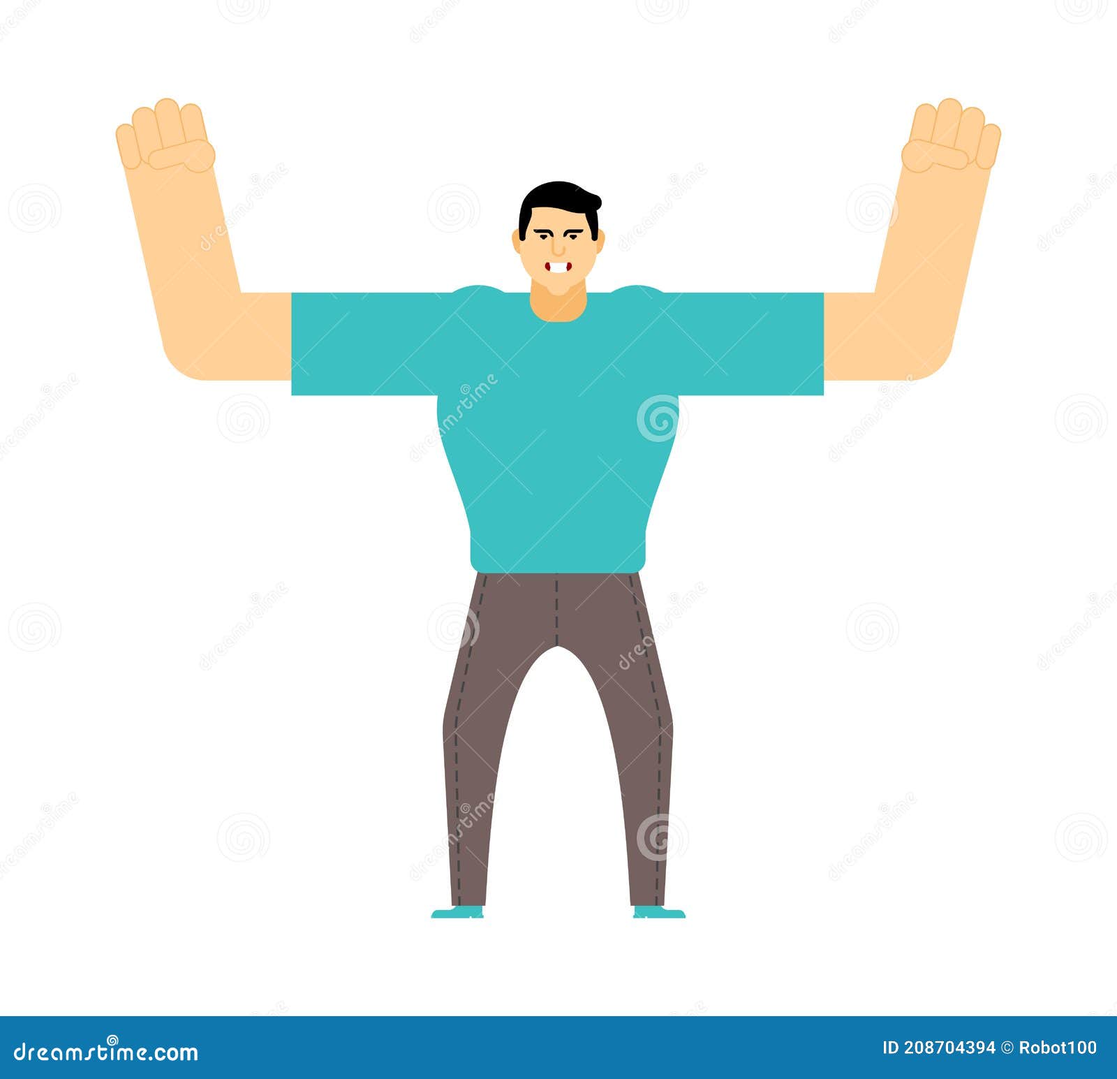 Strong Guy Isolated. Powerful Man Vector Illustration Stock Vector ...