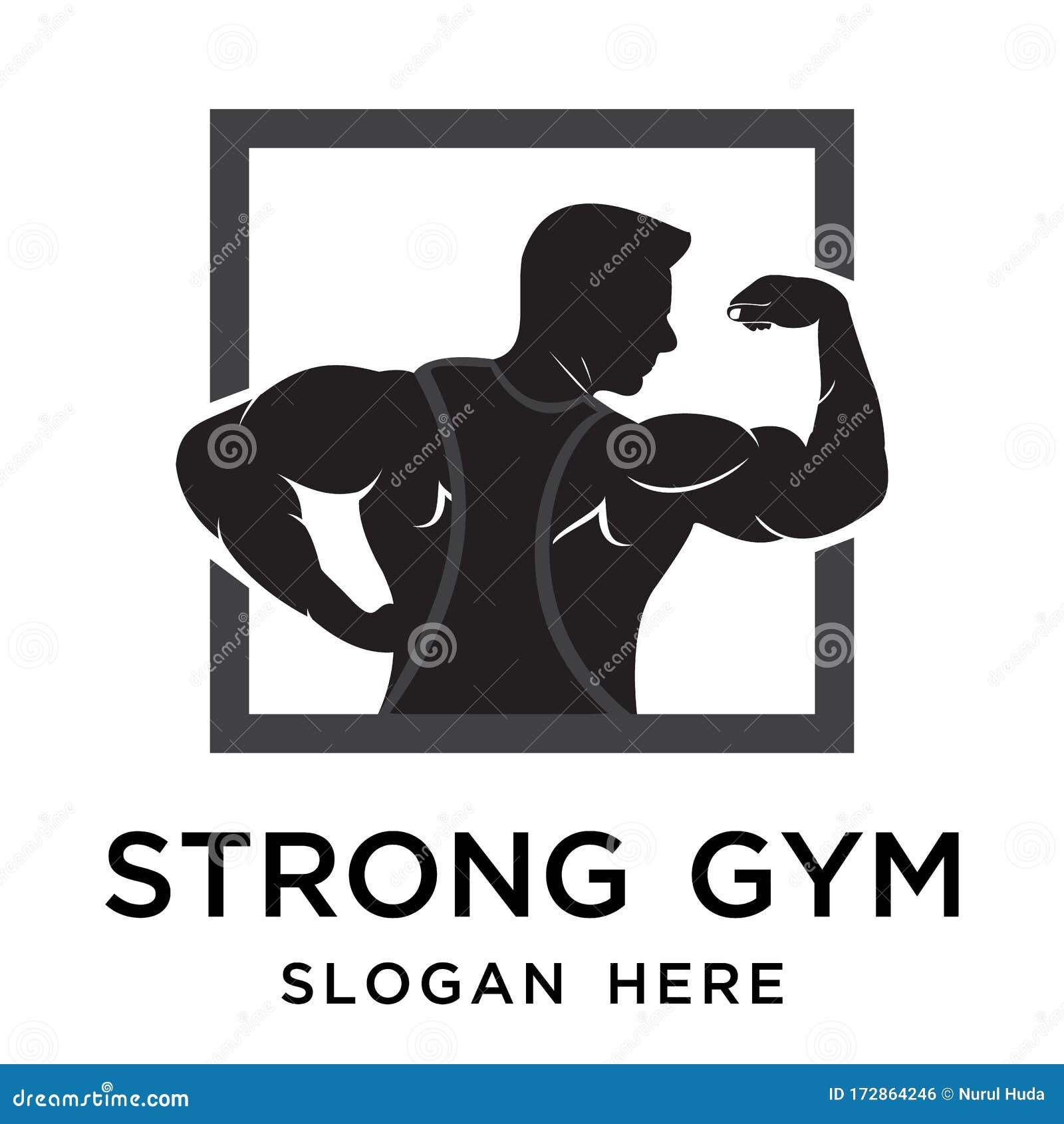 Strong Gym Logo Design Simple Stock Illustration - Illustration of ...