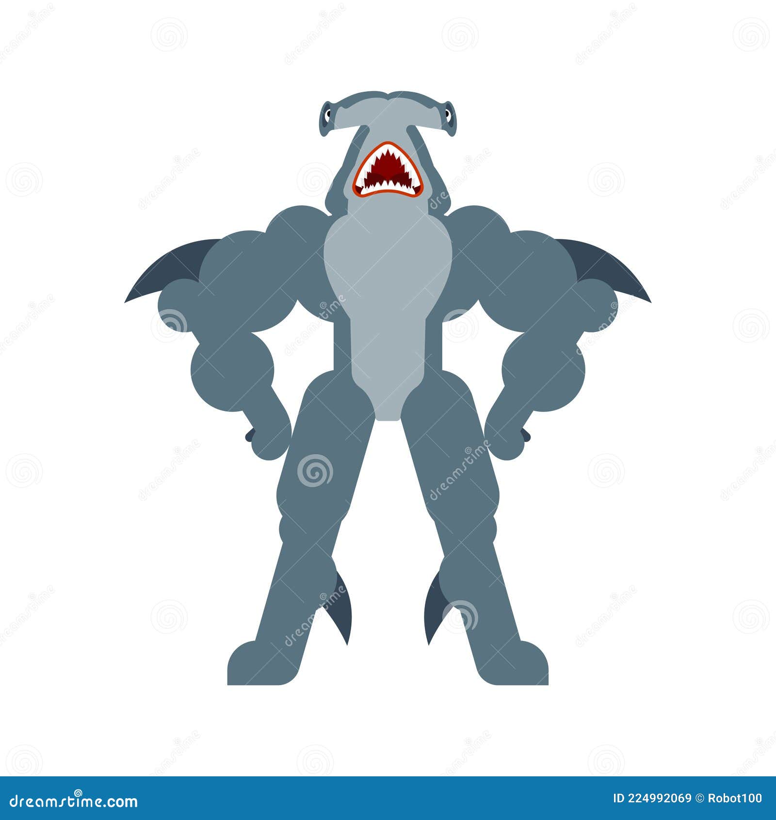 Strong Hammerhead Shark. Fish Hammer Strongman Stock Vector ...