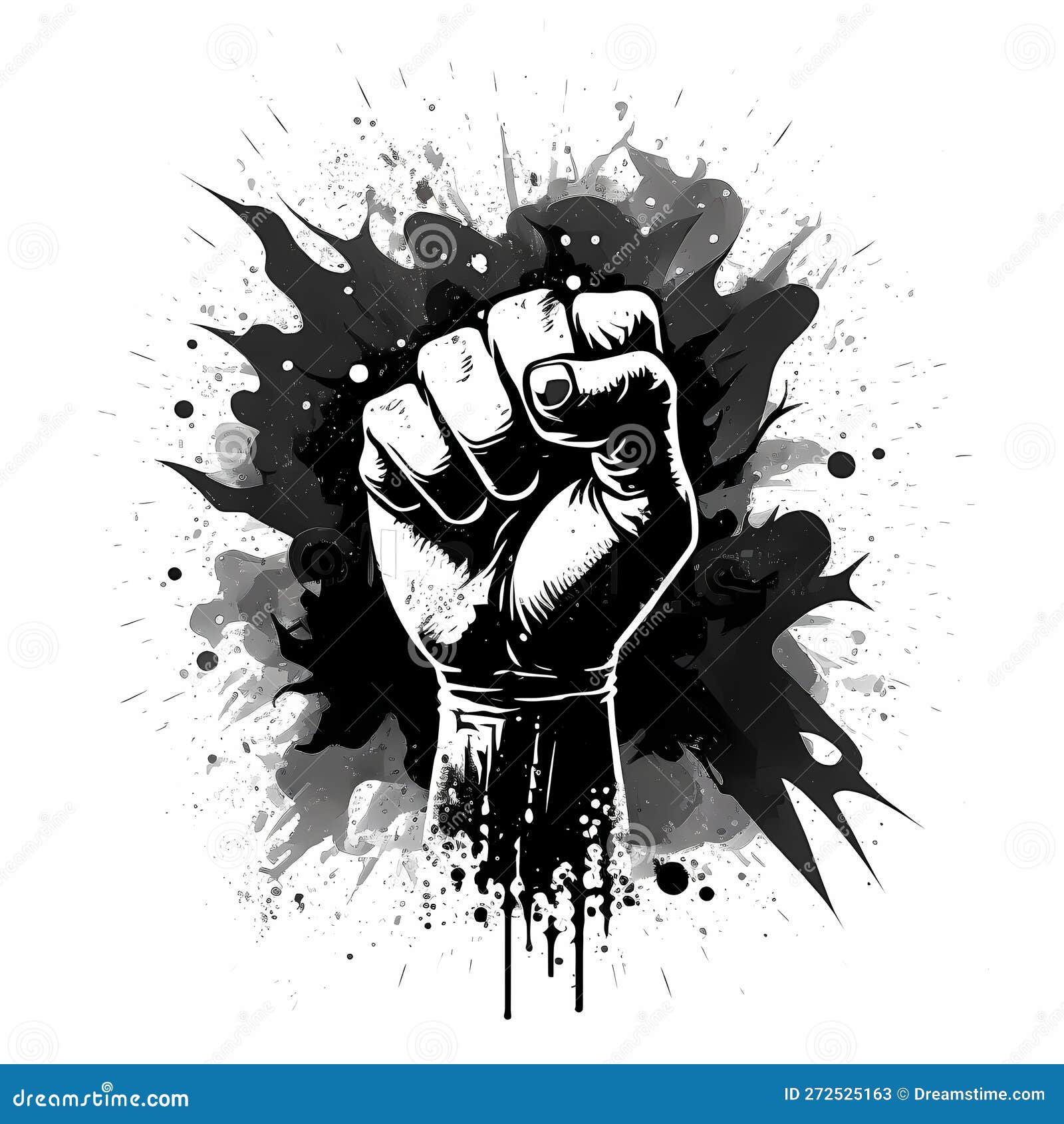 Strong Hand Black and White. Generative AI Stock Illustration ...