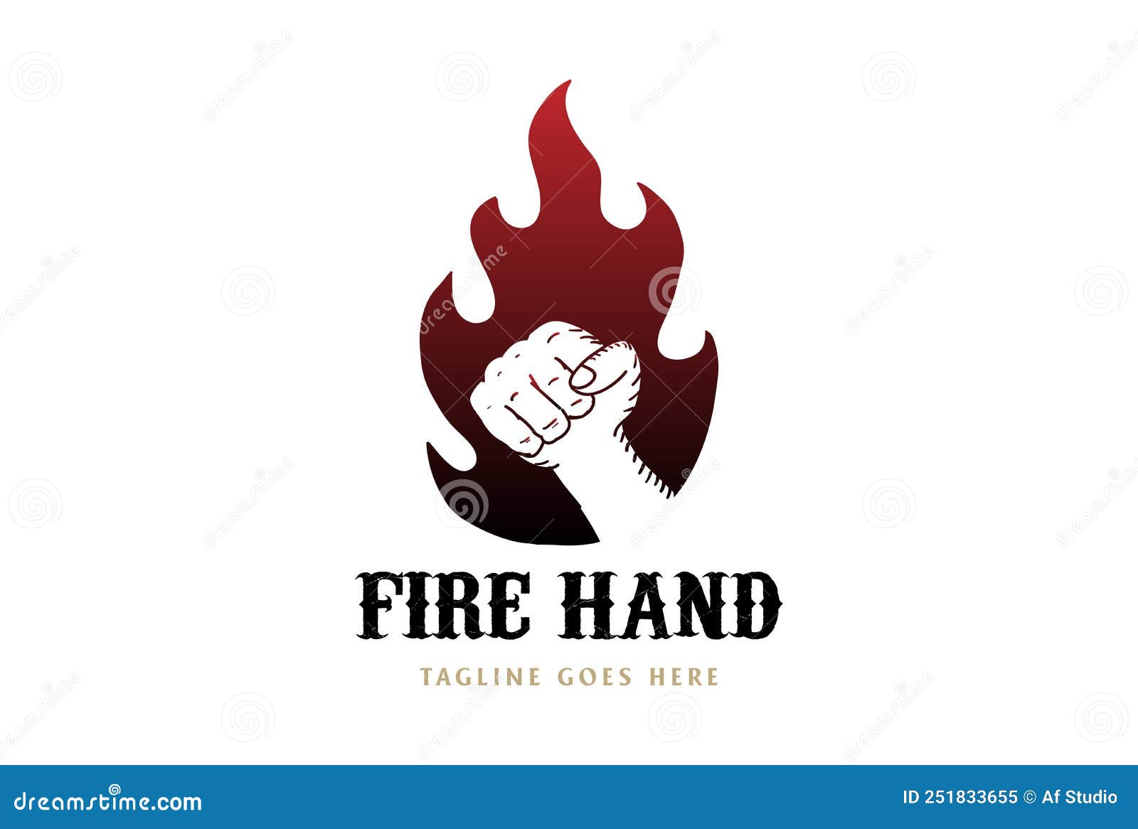 Strong Hand Fist with Fire Flame Logo Design Vector Stock Vector ...