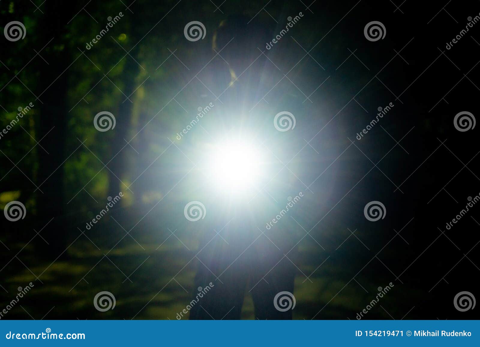 Strong Hand Light Torch Ray Stroke in Your Face at Nights Stock Image ...