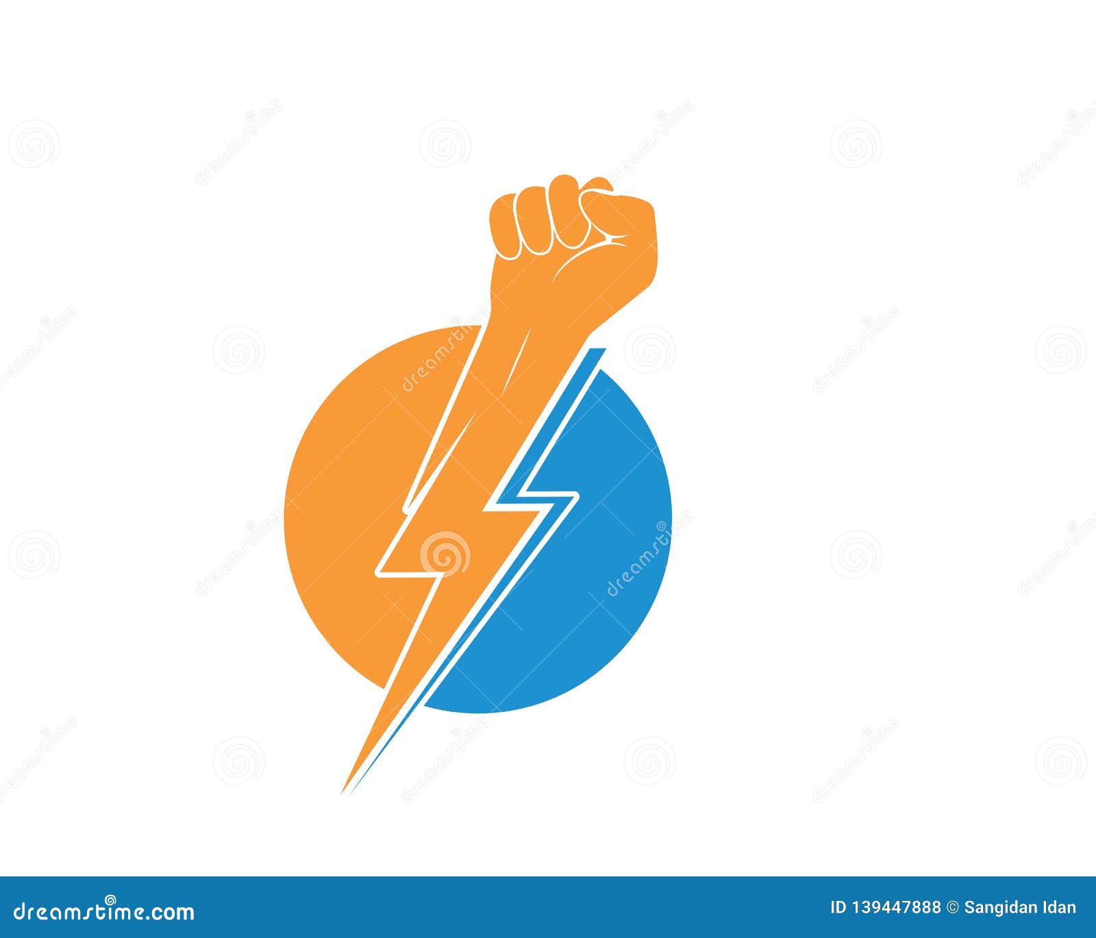 Strong Hand with Power Thunder Illustration Vector Stock Vector ...