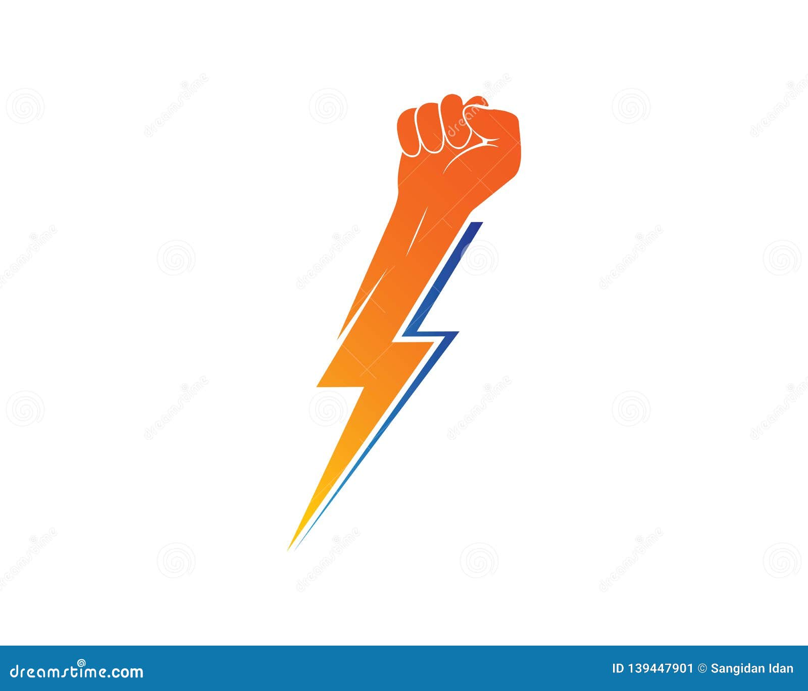 Strong Hand with Power Thunder Illustration Vector Stock Vector ...